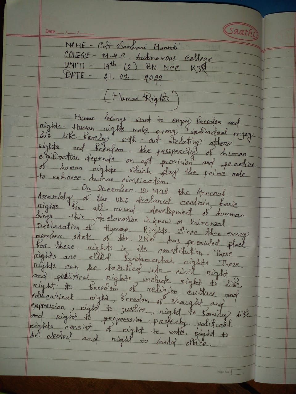 Human Rights – India NCC