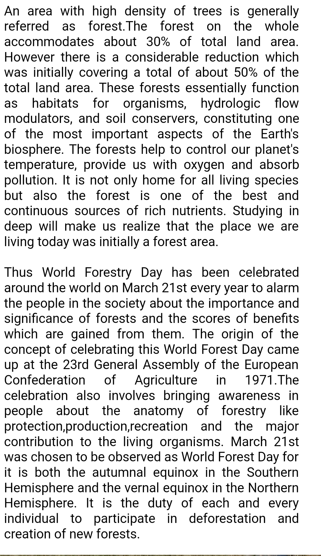World forestry day – India NCC