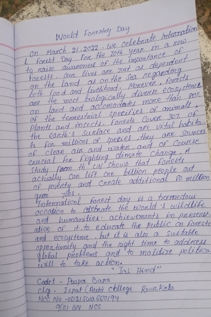 World forestry day – India NCC