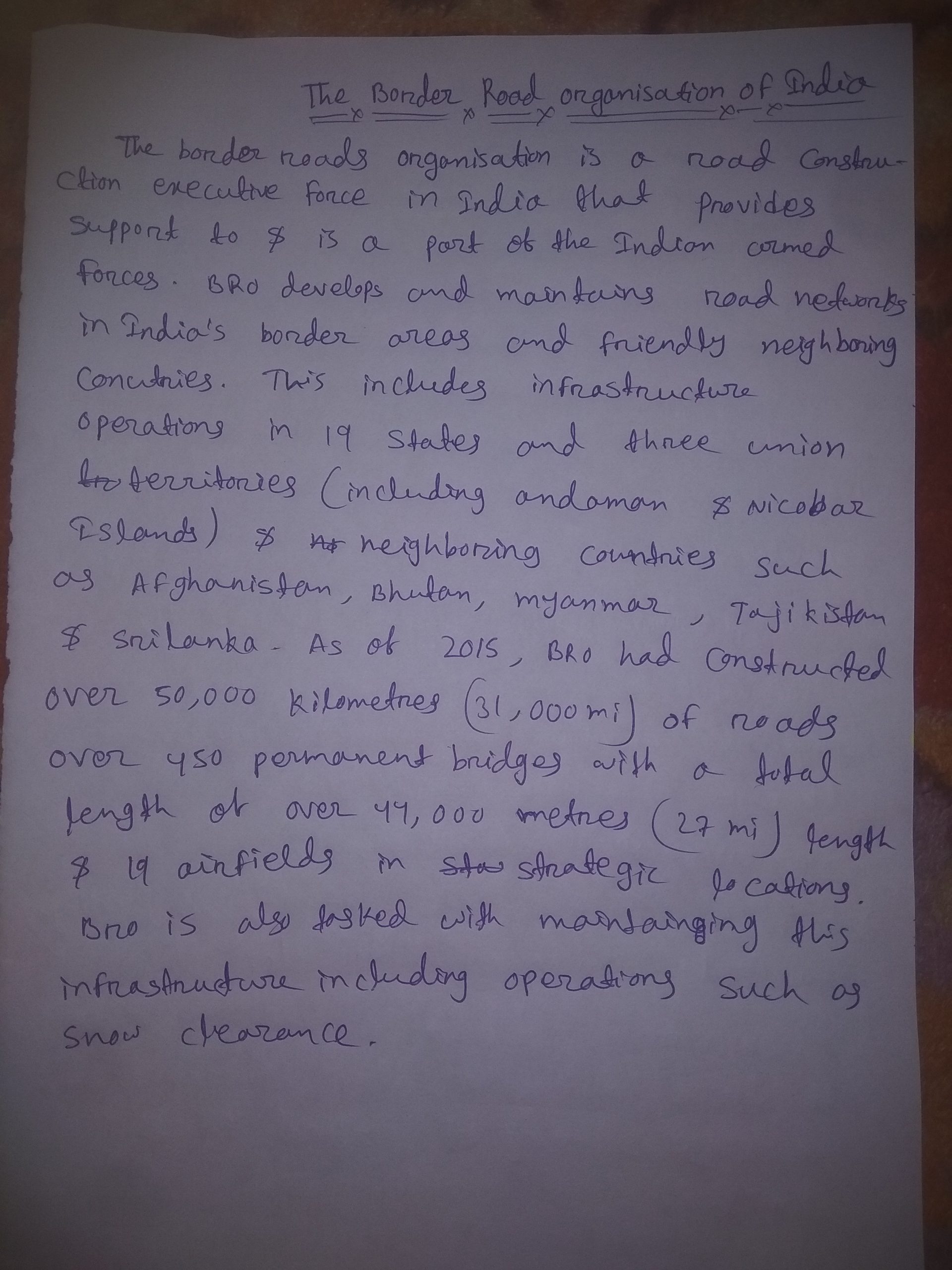 The border road organisation of India – India NCC