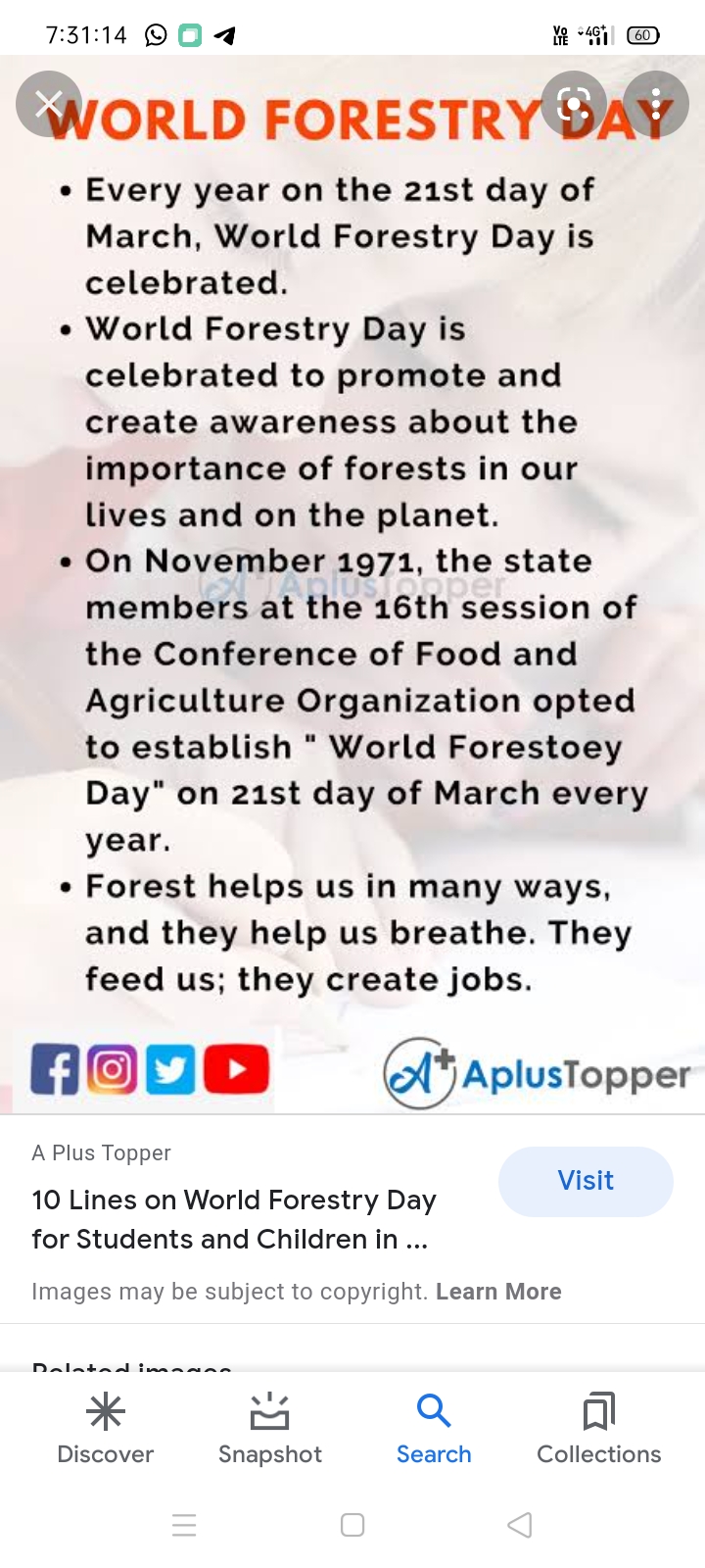 World Forestry day – India NCC