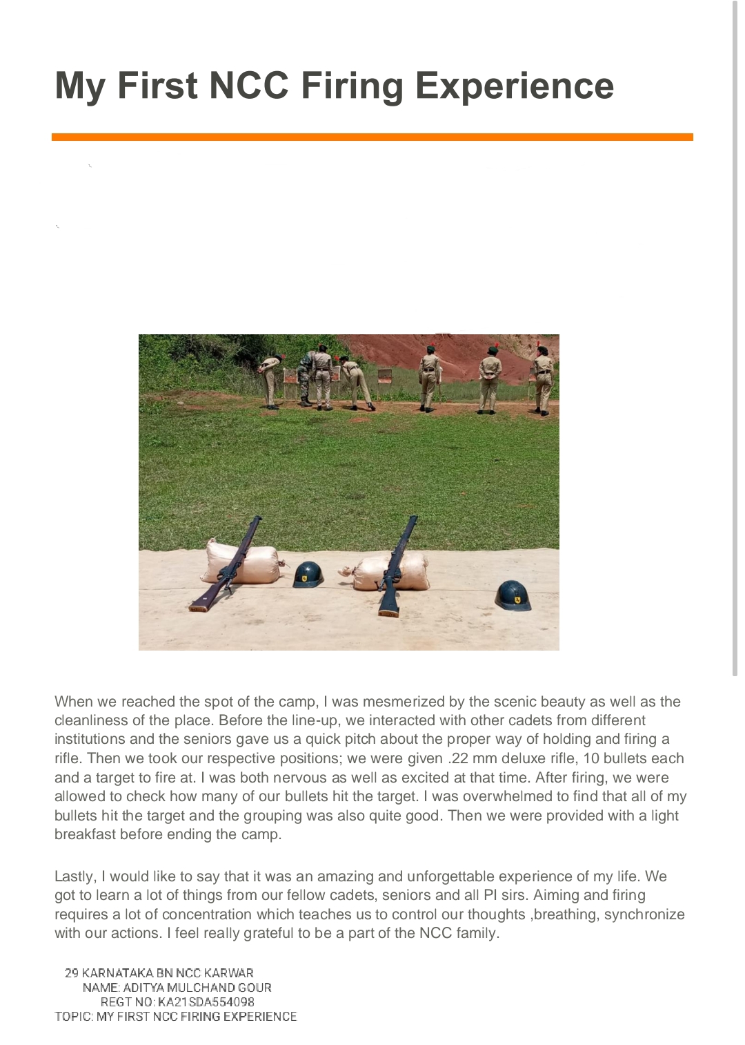 My first NCC firing experience – India NCC