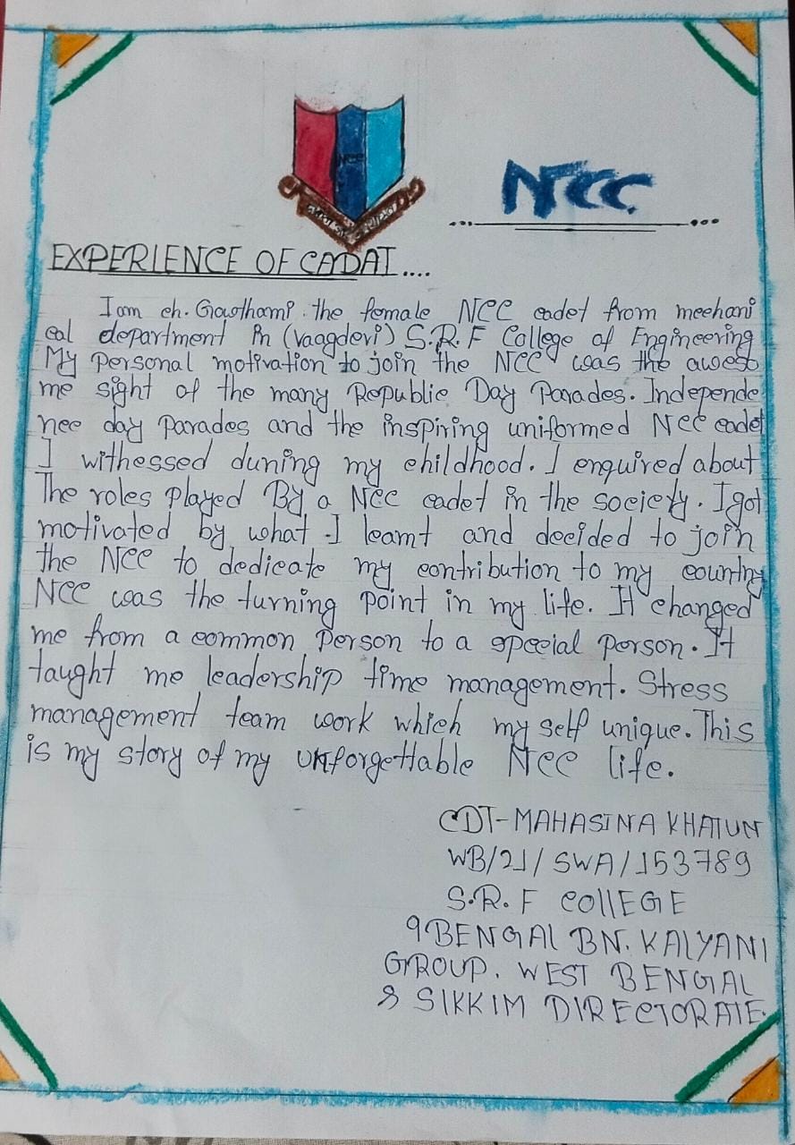 Experience of the Ncc – India NCC