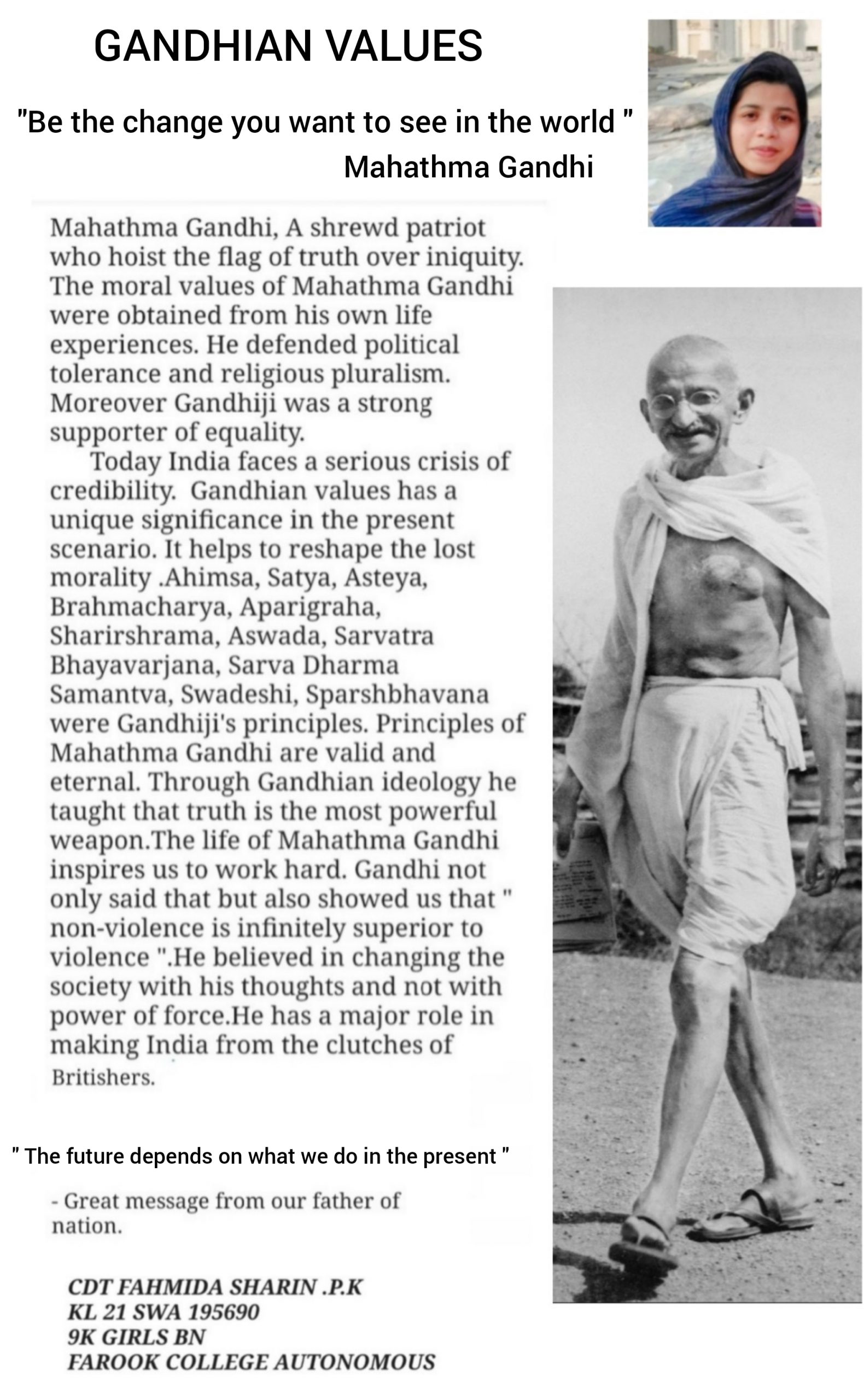 Gandhian values – India NCC