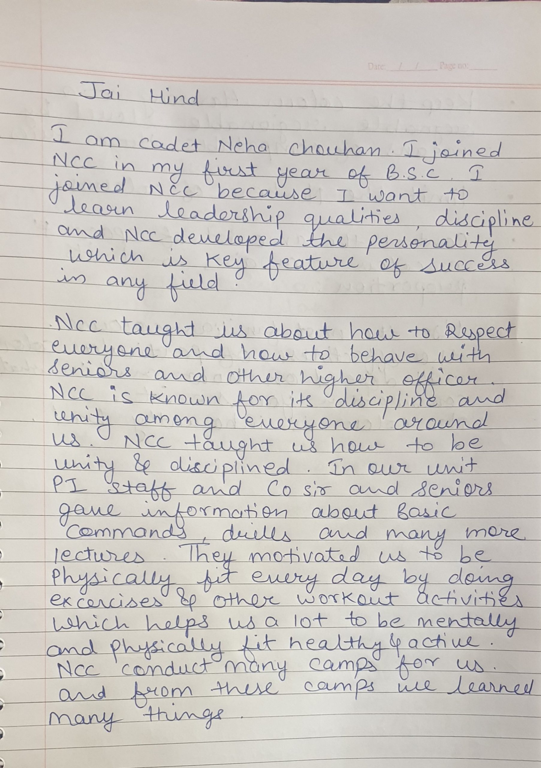 Ncc experience – India NCC