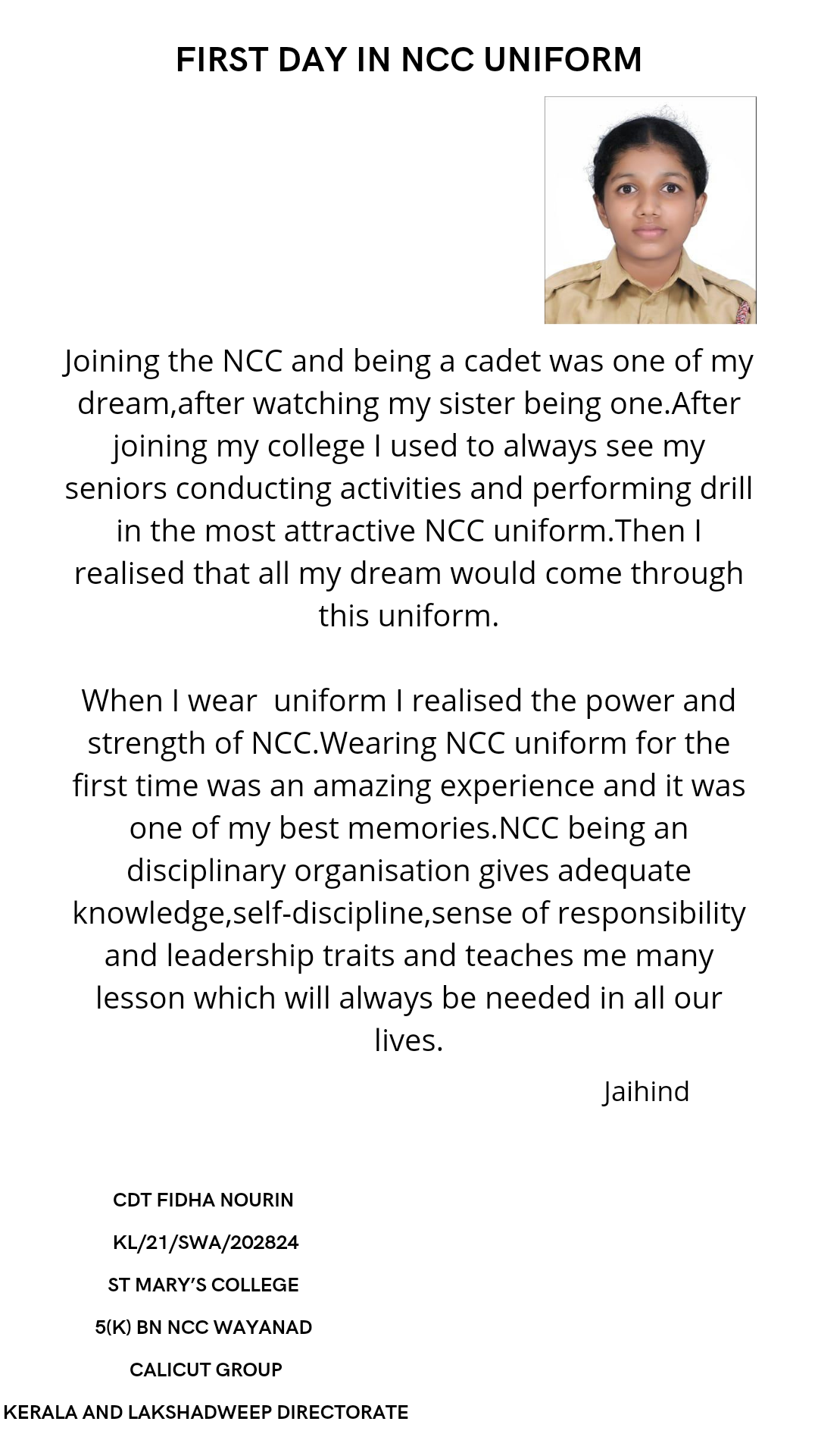 First day in ncc – India NCC