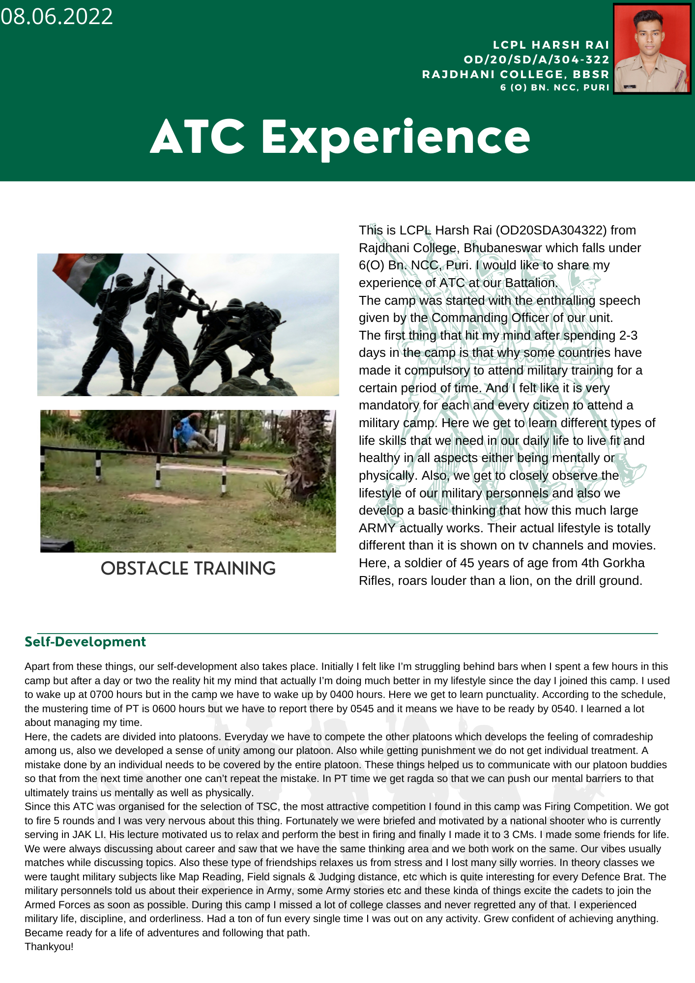 Article on ATC’S EXPERIENCE – India NCC