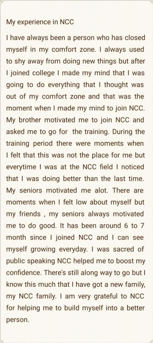 My experience in NCC – India NCC