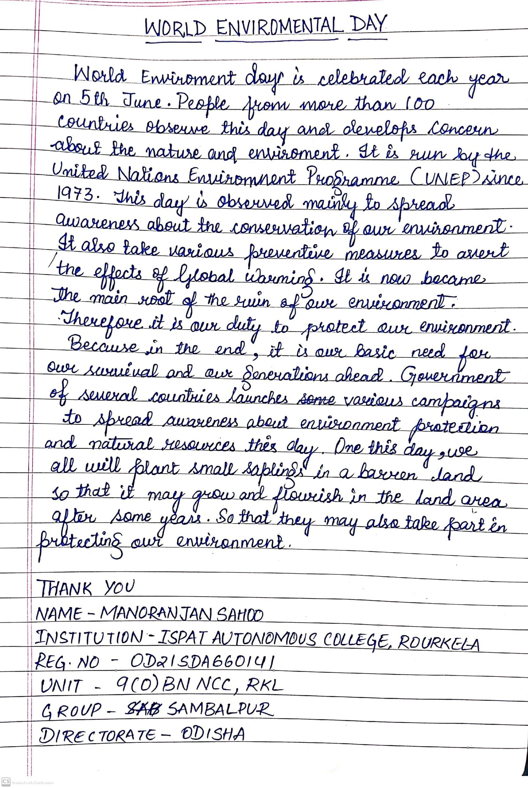 WORLD ENVIROMENT DAY – India NCC