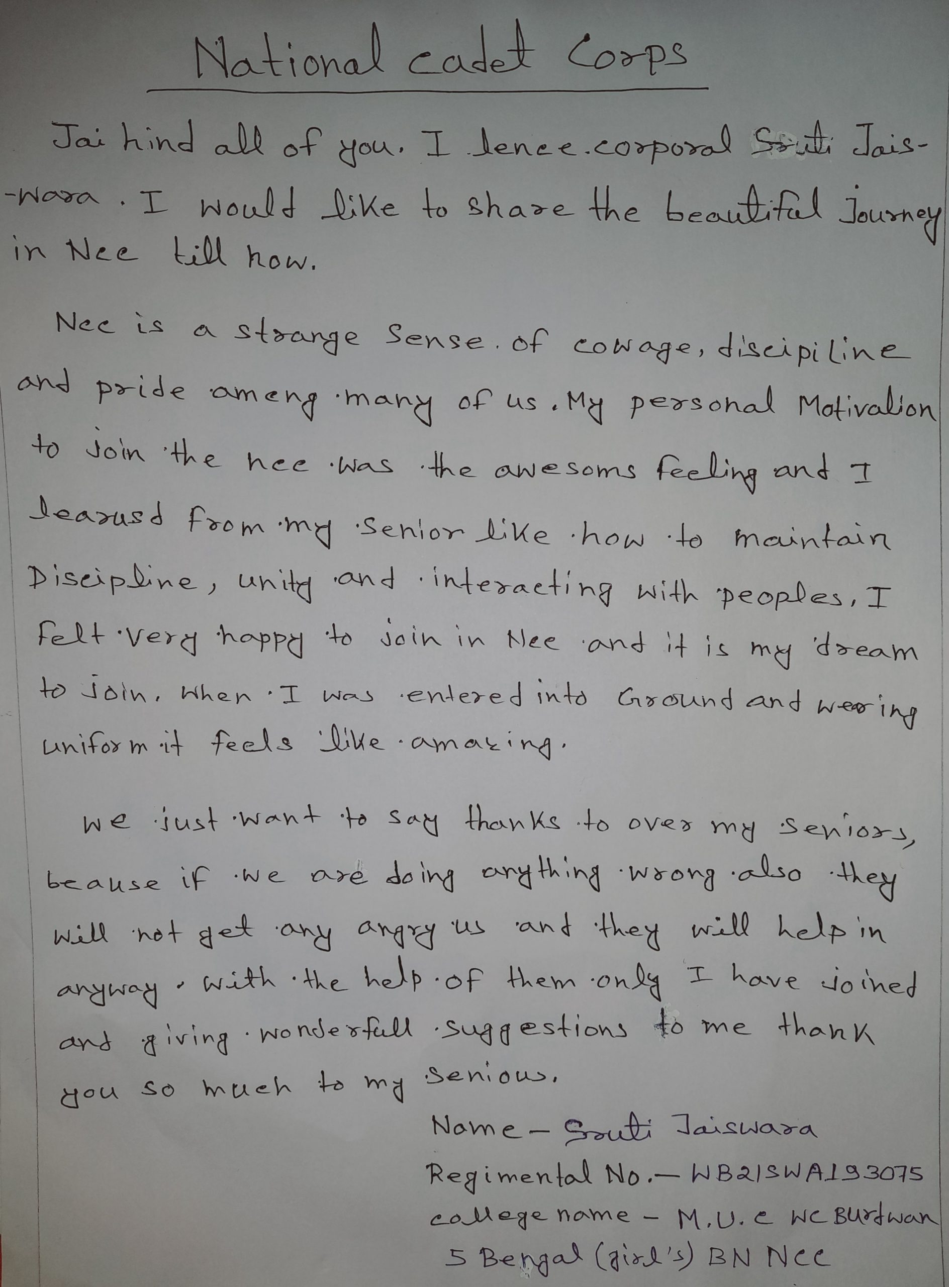 Ncc article – India NCC