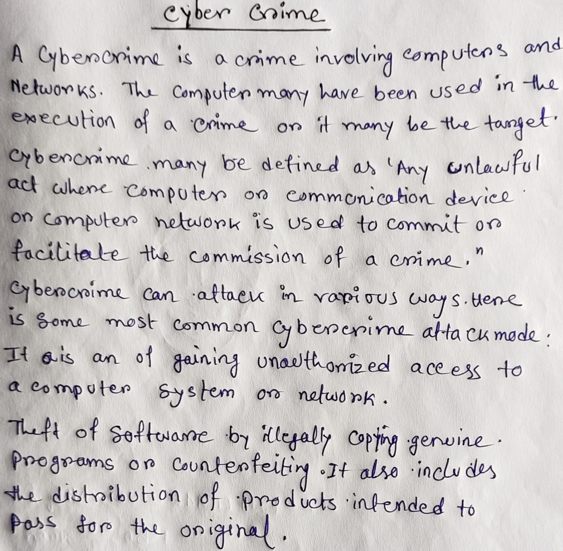 Cyber crime – India NCC