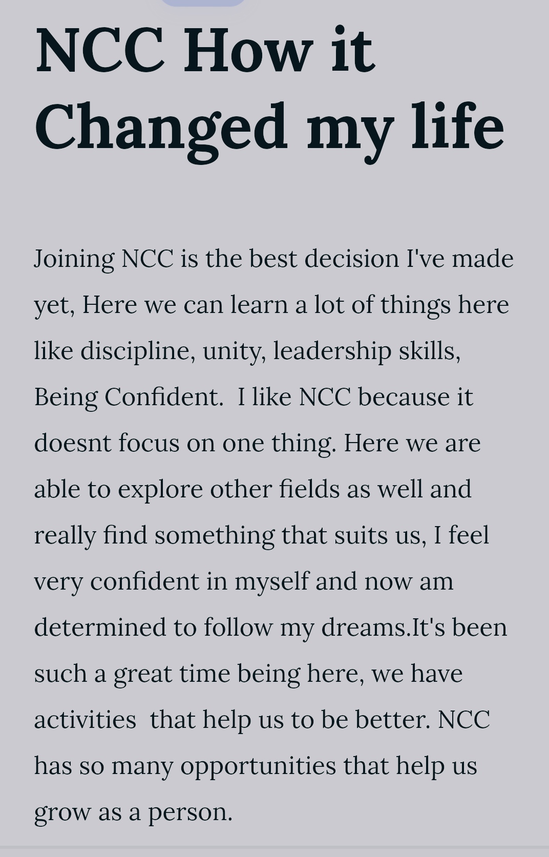 How NCC Changed my life – India NCC