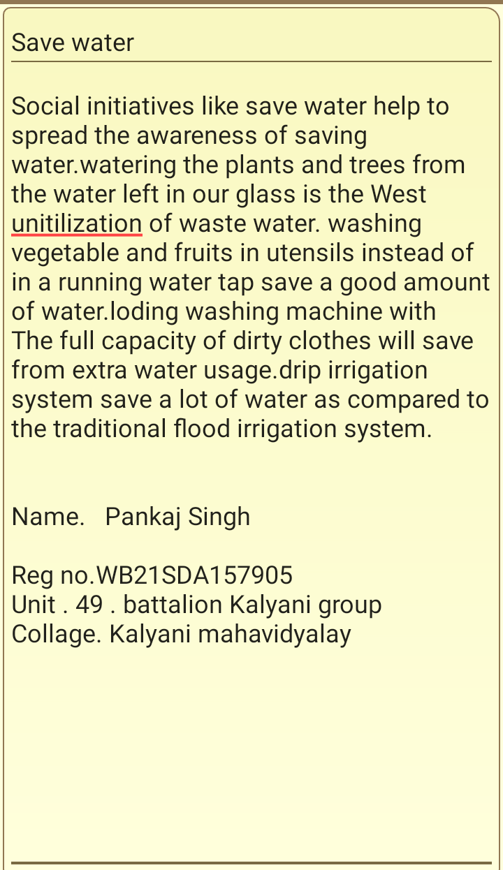 Save water – India NCC