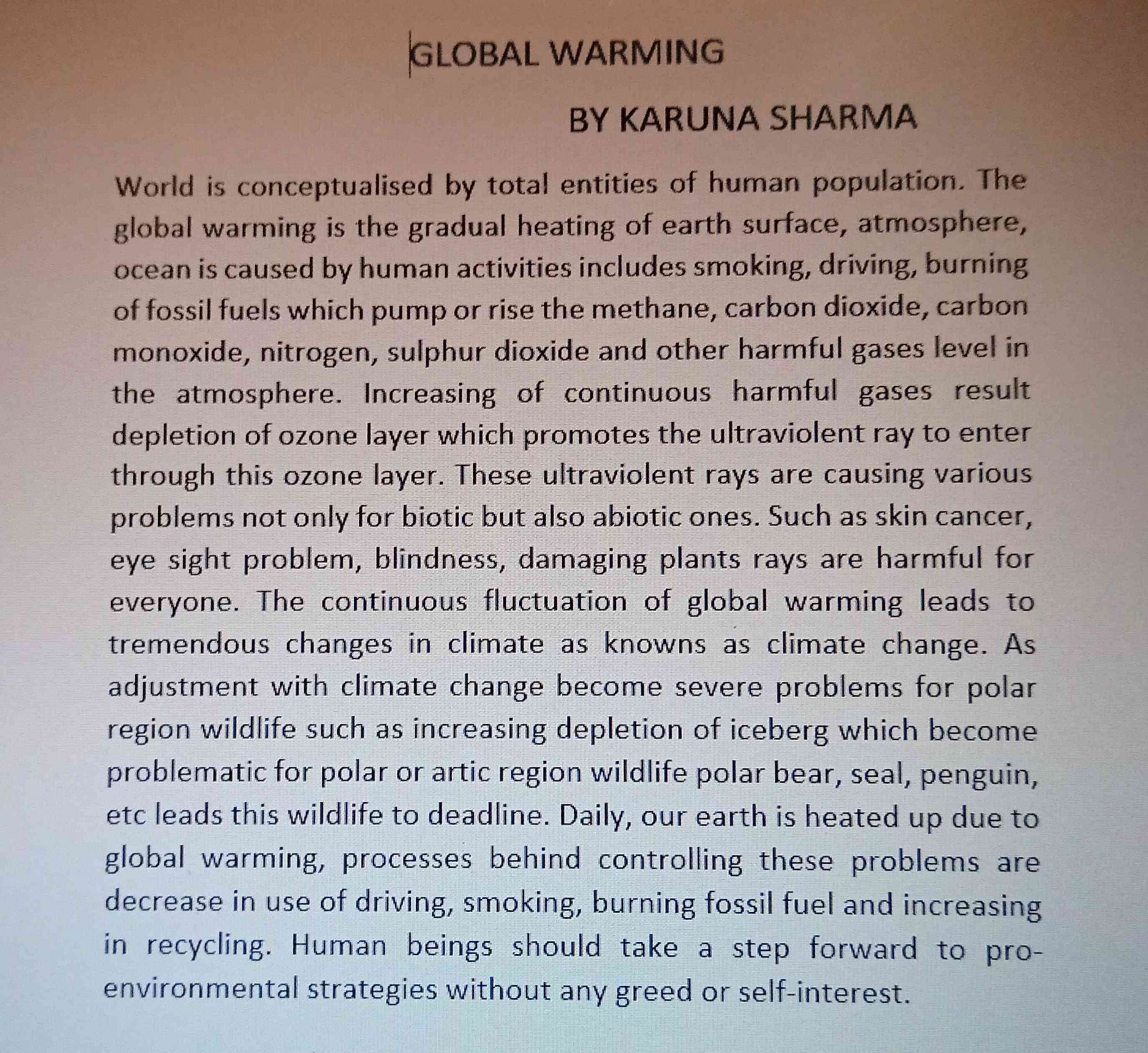 Global Warming – India NCC