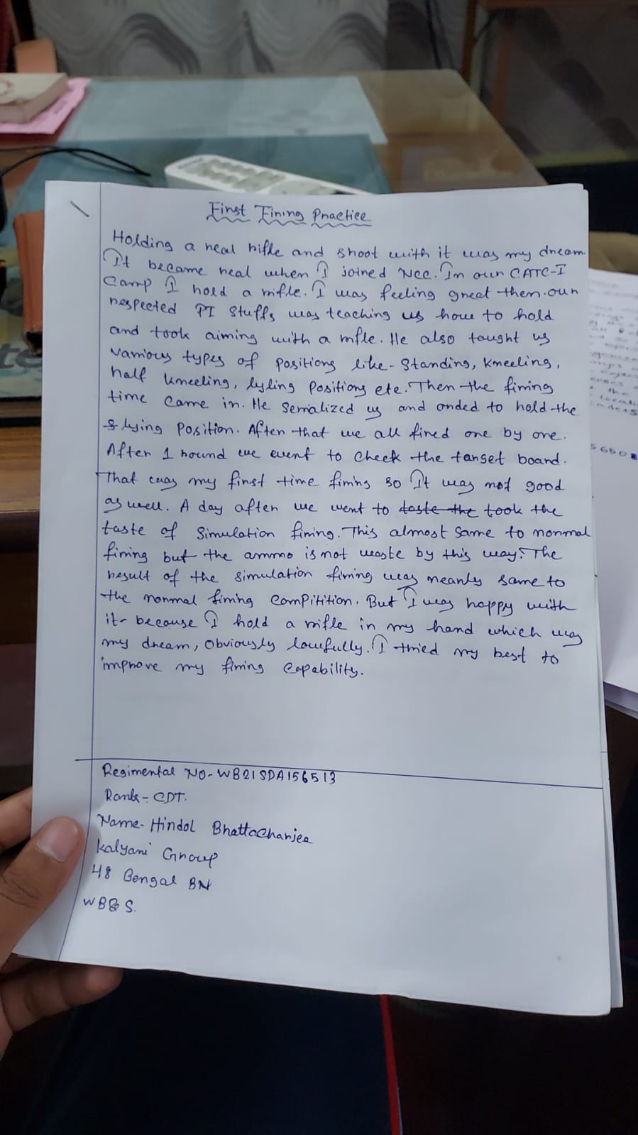 FIRST FIRING PRACTICE – India NCC