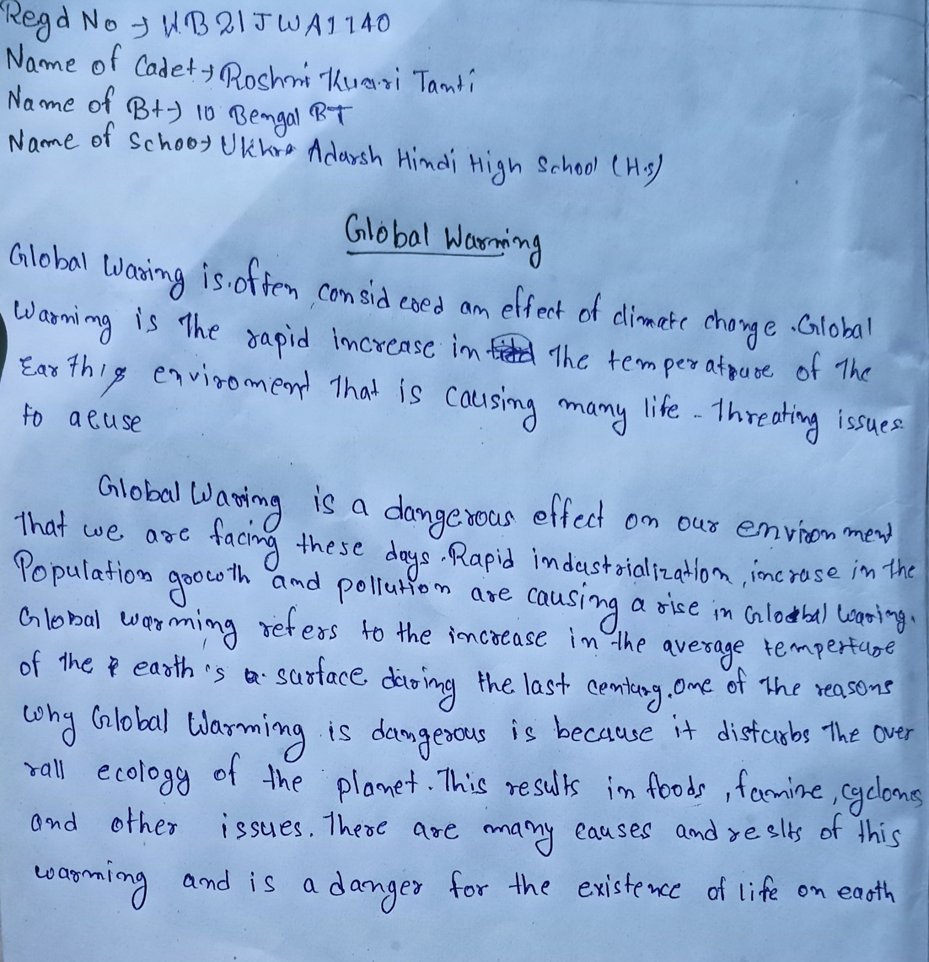 Global warming – India NCC