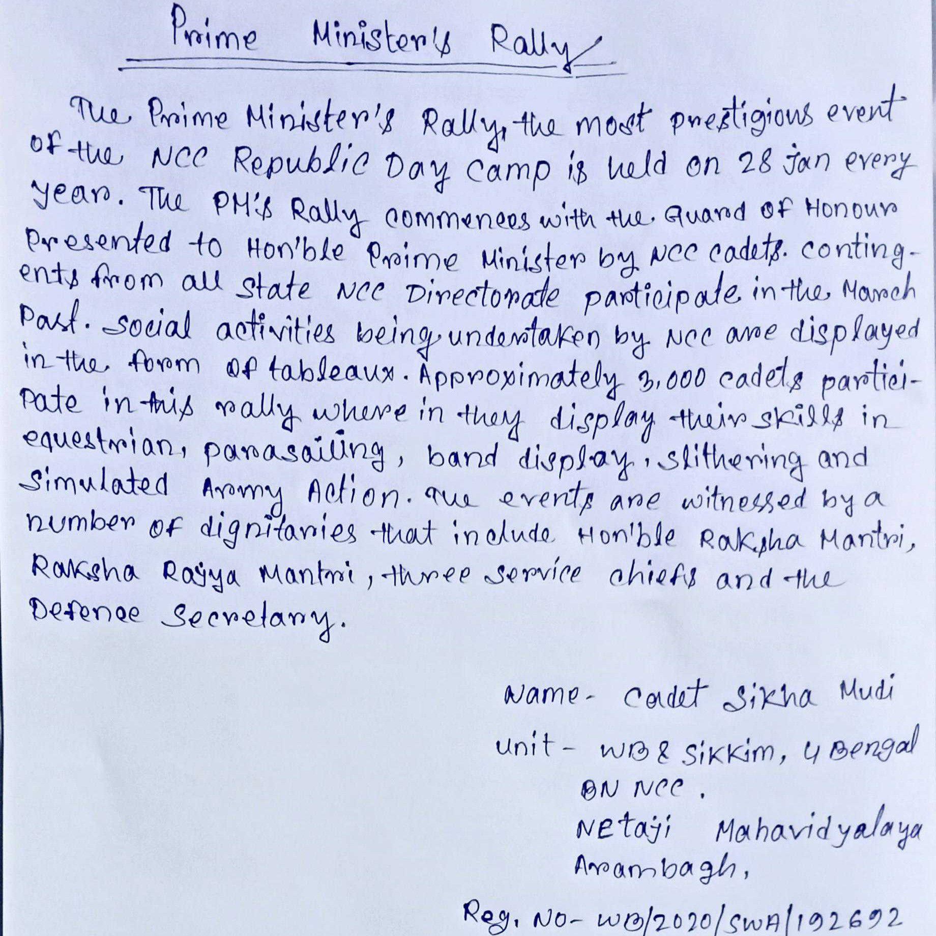 Prime Minister's Rally – India NCC