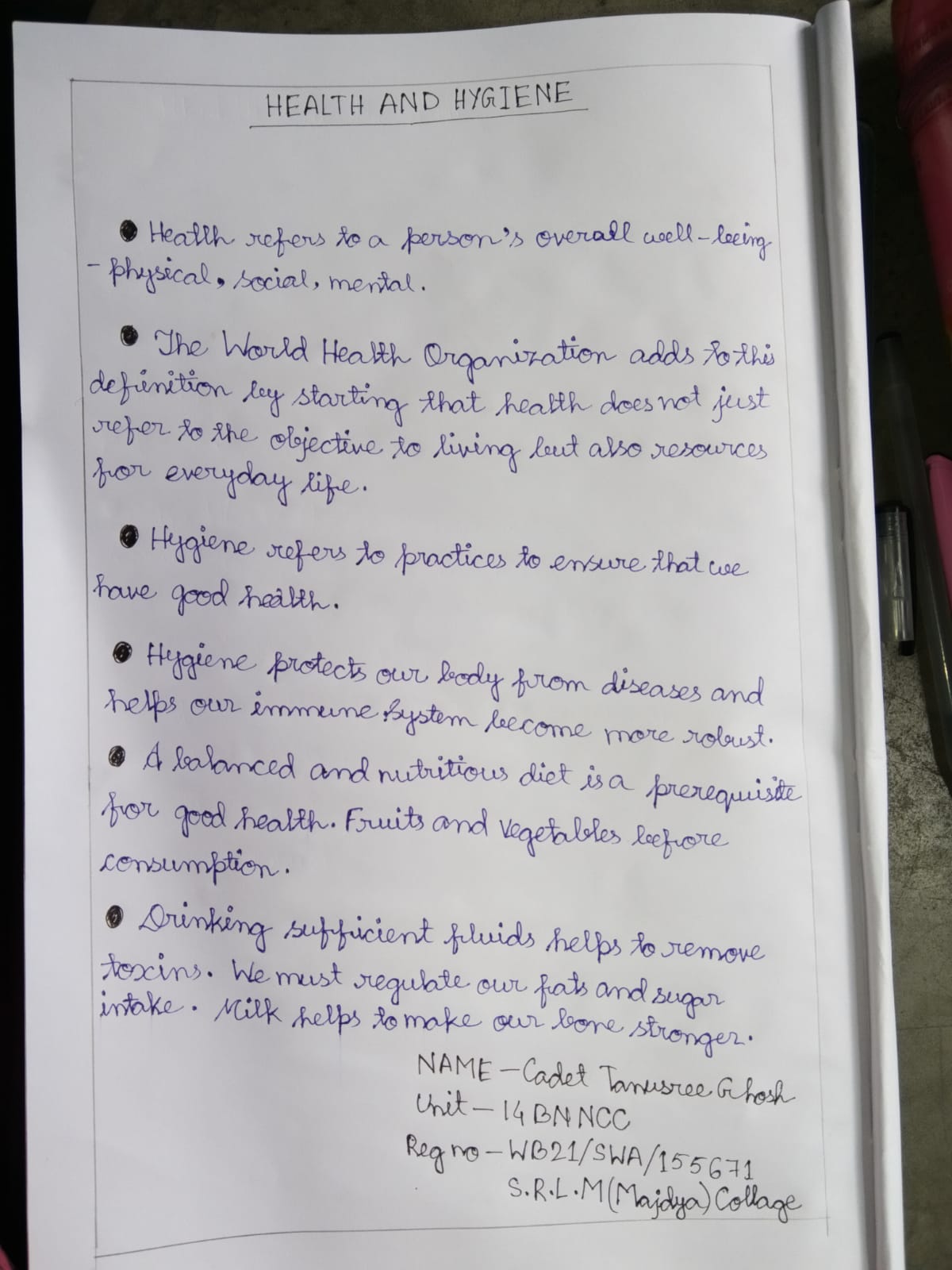 Health Hygiene – India NCC