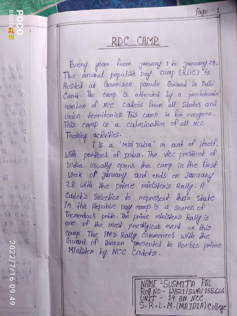 RDC camp – India NCC