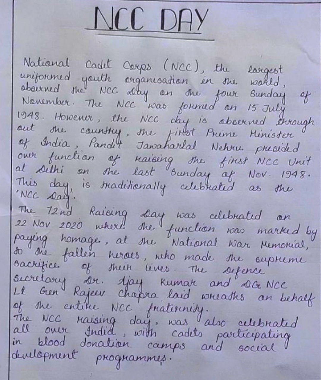NCC DAY – India NCC