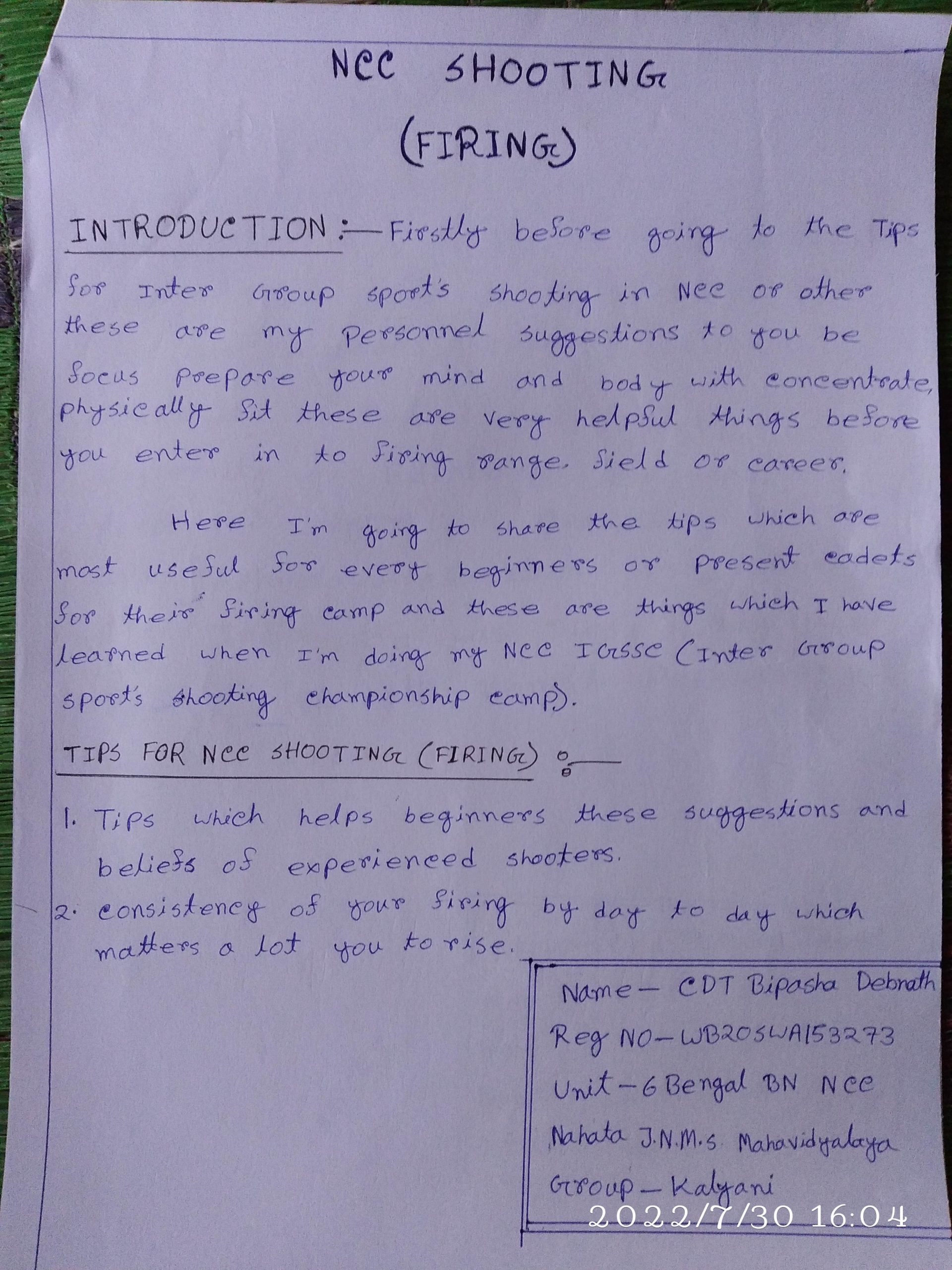 NCC SHOOTING – India NCC