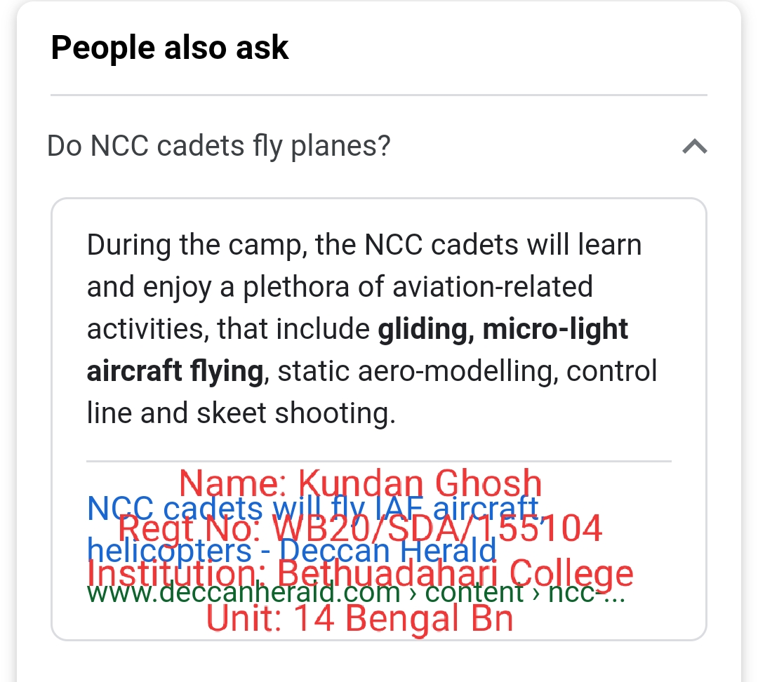 Ultralight flying vehicle for ncc – India NCC