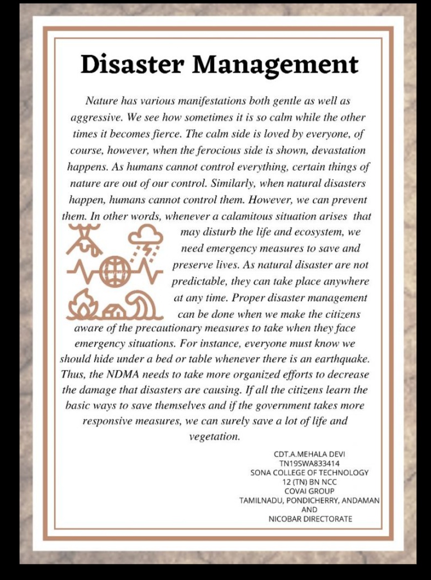 Disaster Management – India NCC