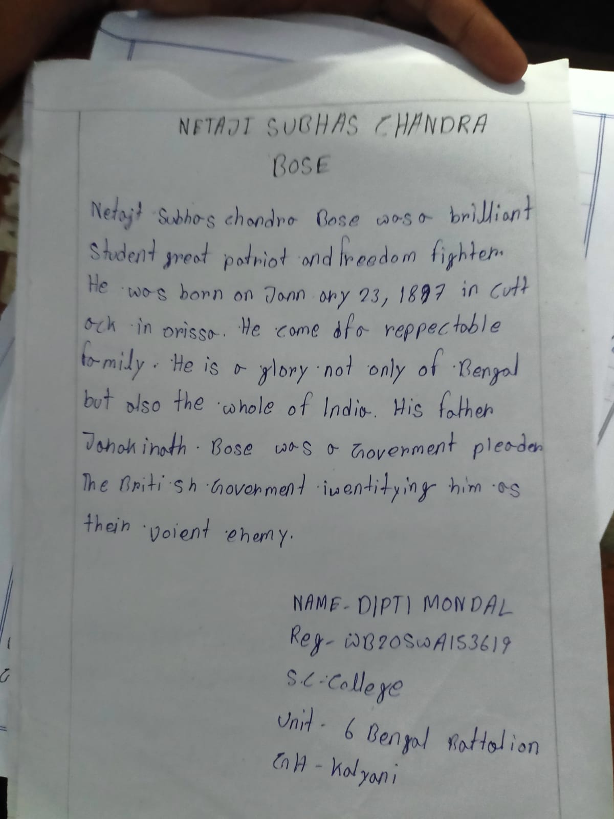 Netaji Subash Chandra Bose – India NCC