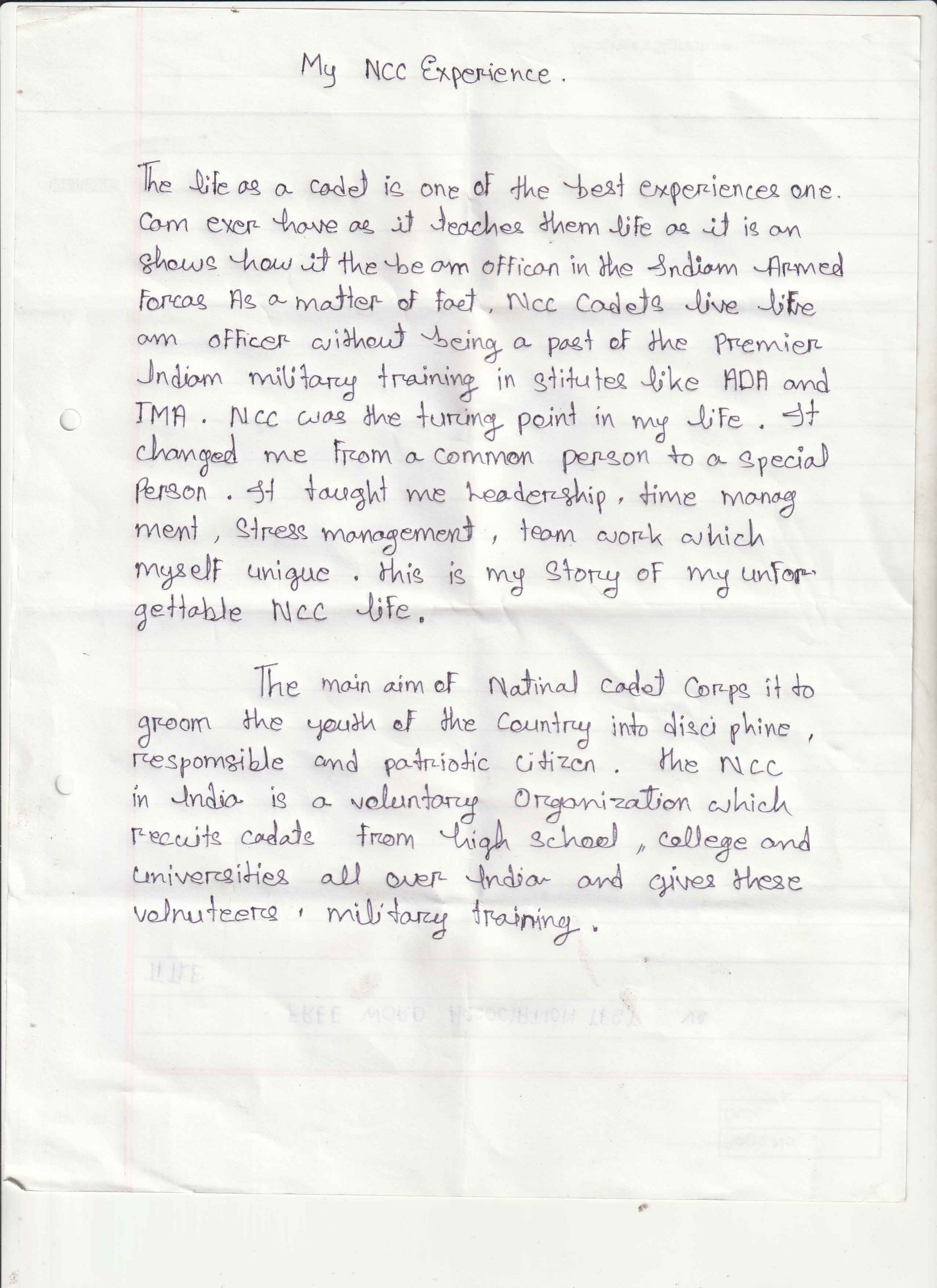 MY NCC EXPERIENCE – India NCC
