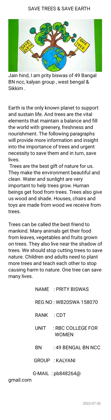 Save Trees & Save Earth – India NCC