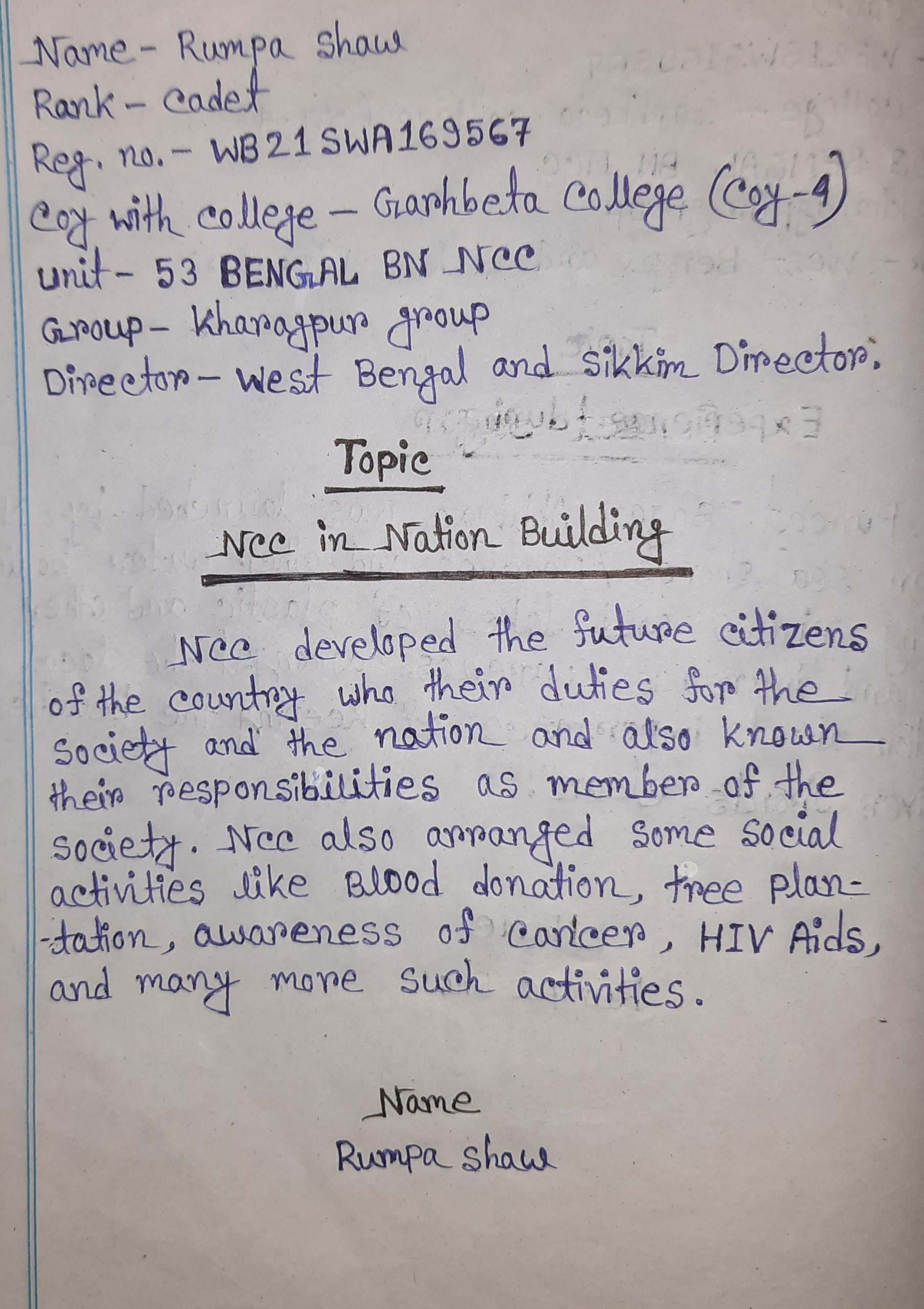 Ncc in Nation Building – India NCC