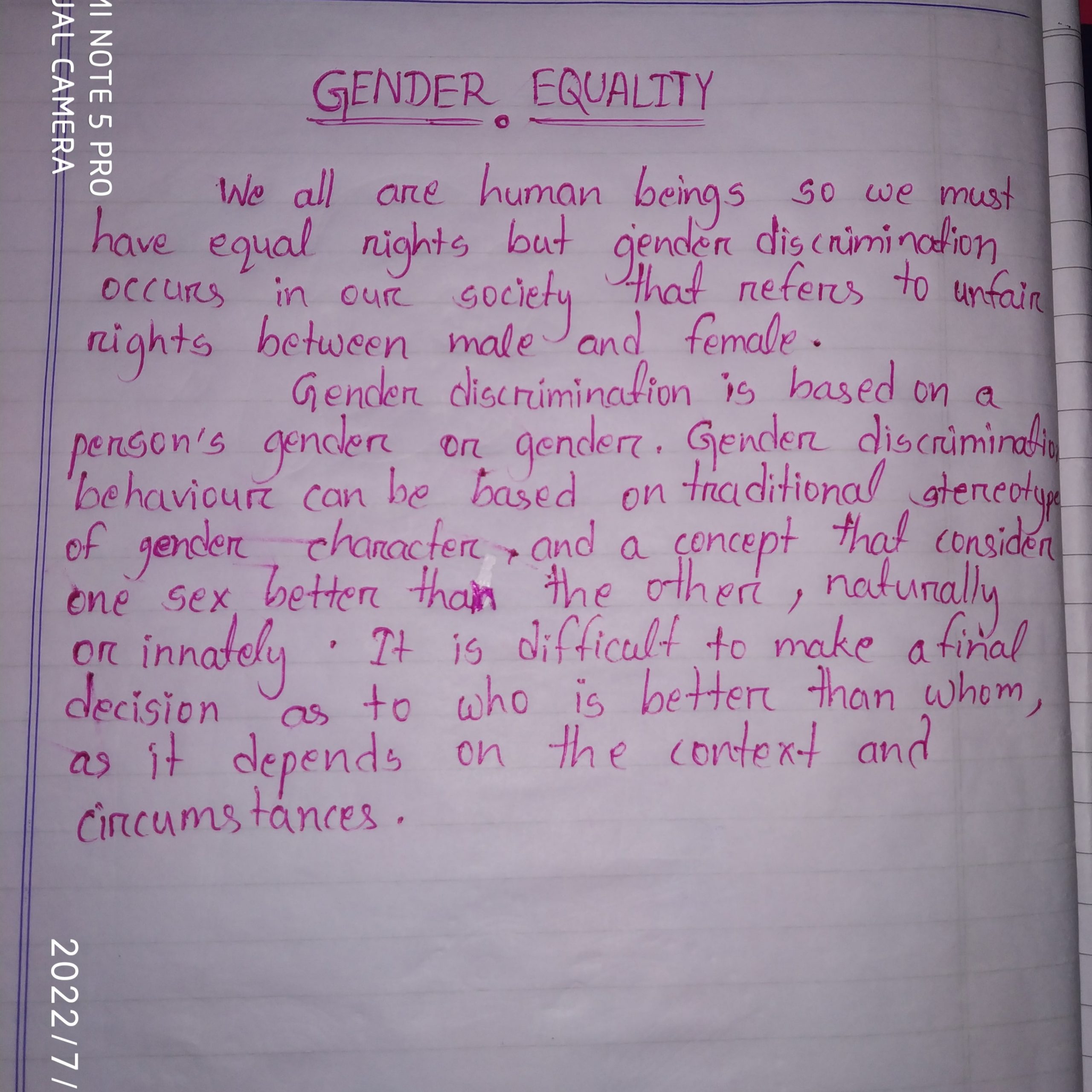 Gender equality – India NCC