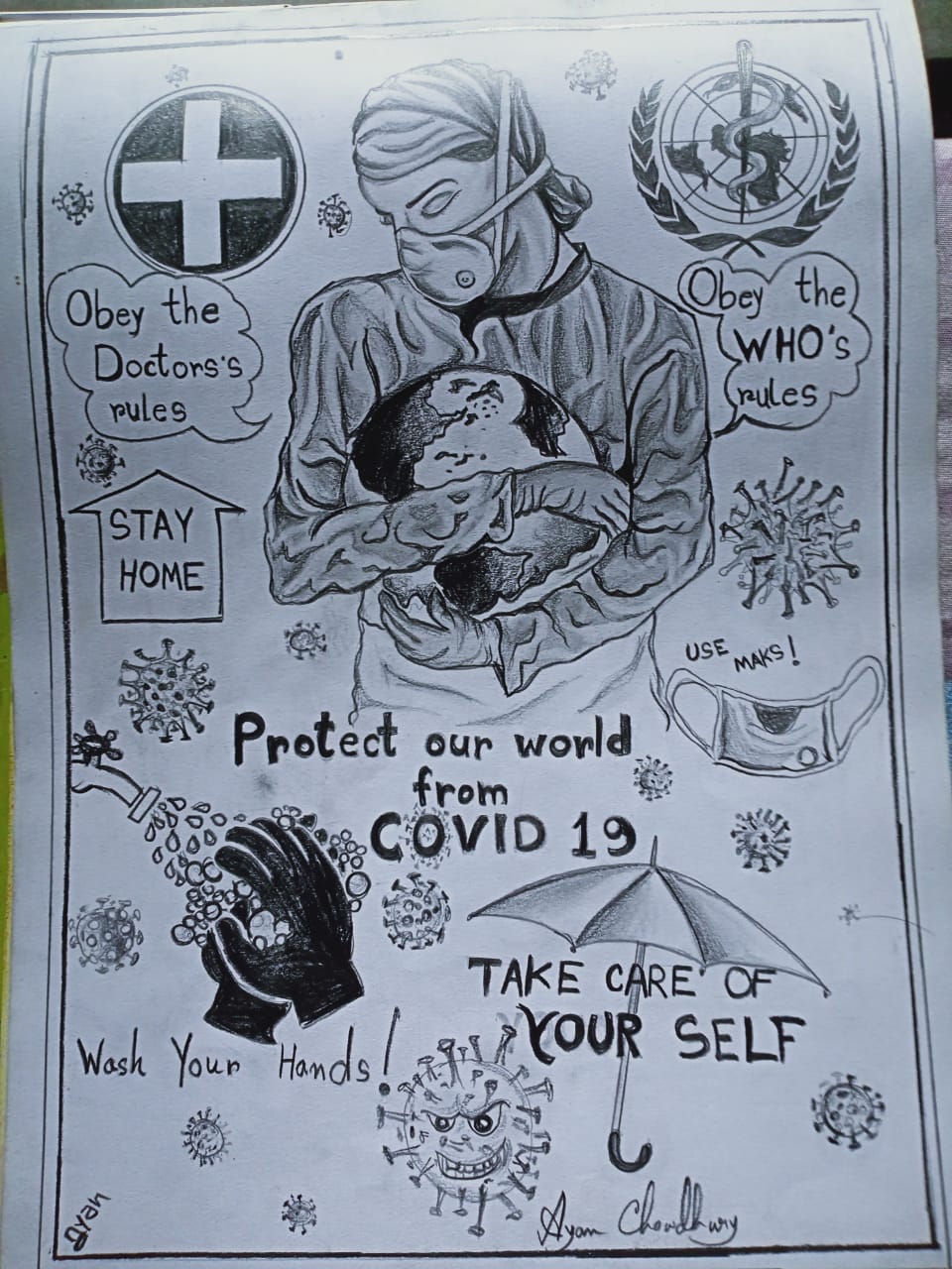 Drawing( situation of Covid-19) – India NCC