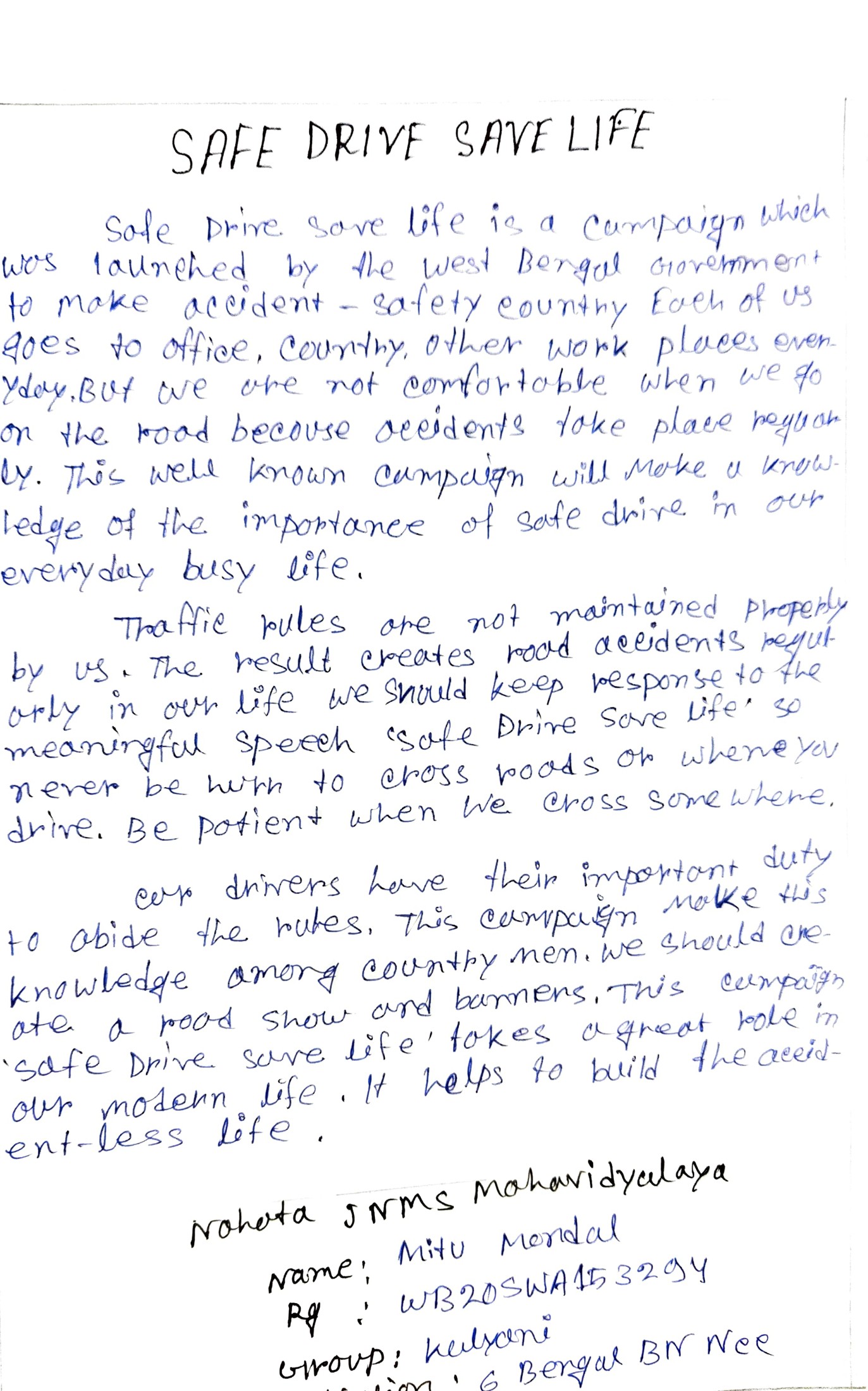 Save drive save Life – India NCC