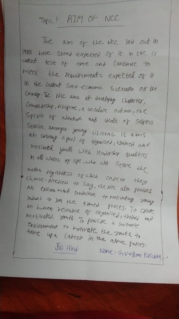 Aim of the NCC – India NCC