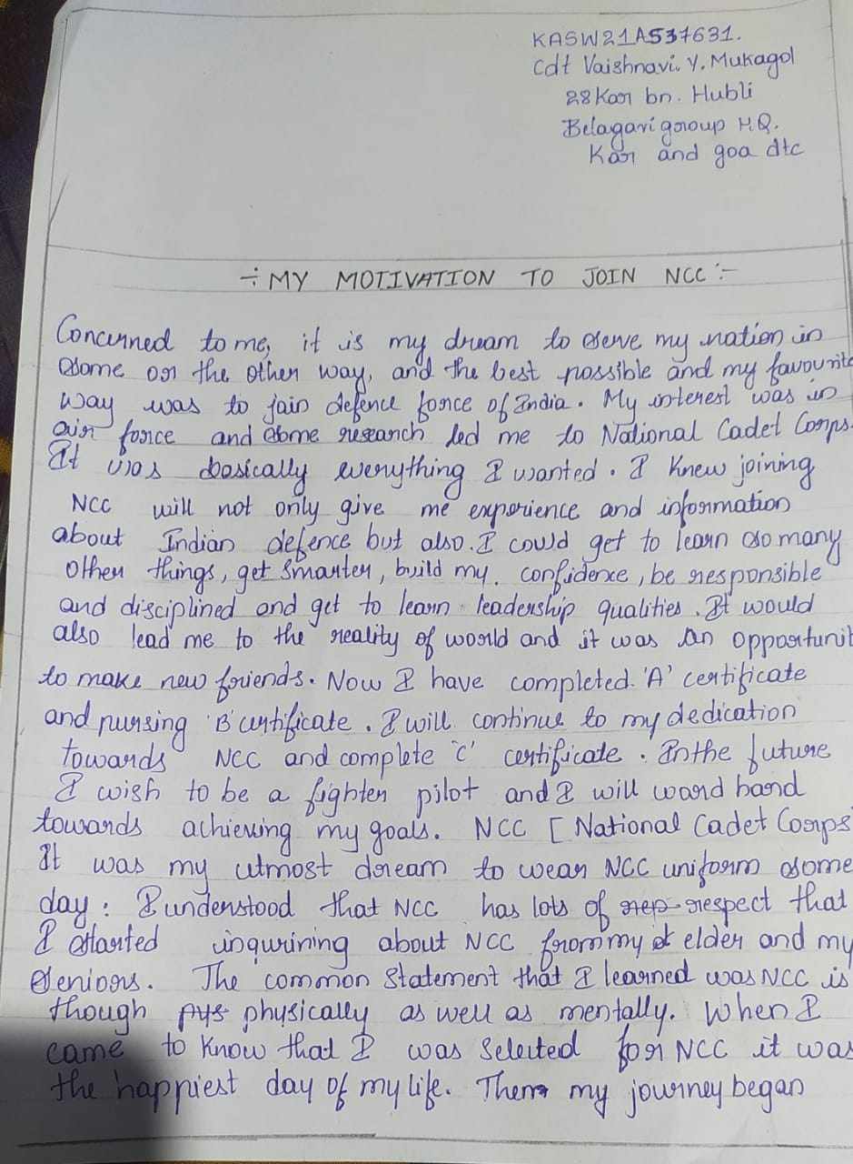 My motivation to join ncc – India NCC