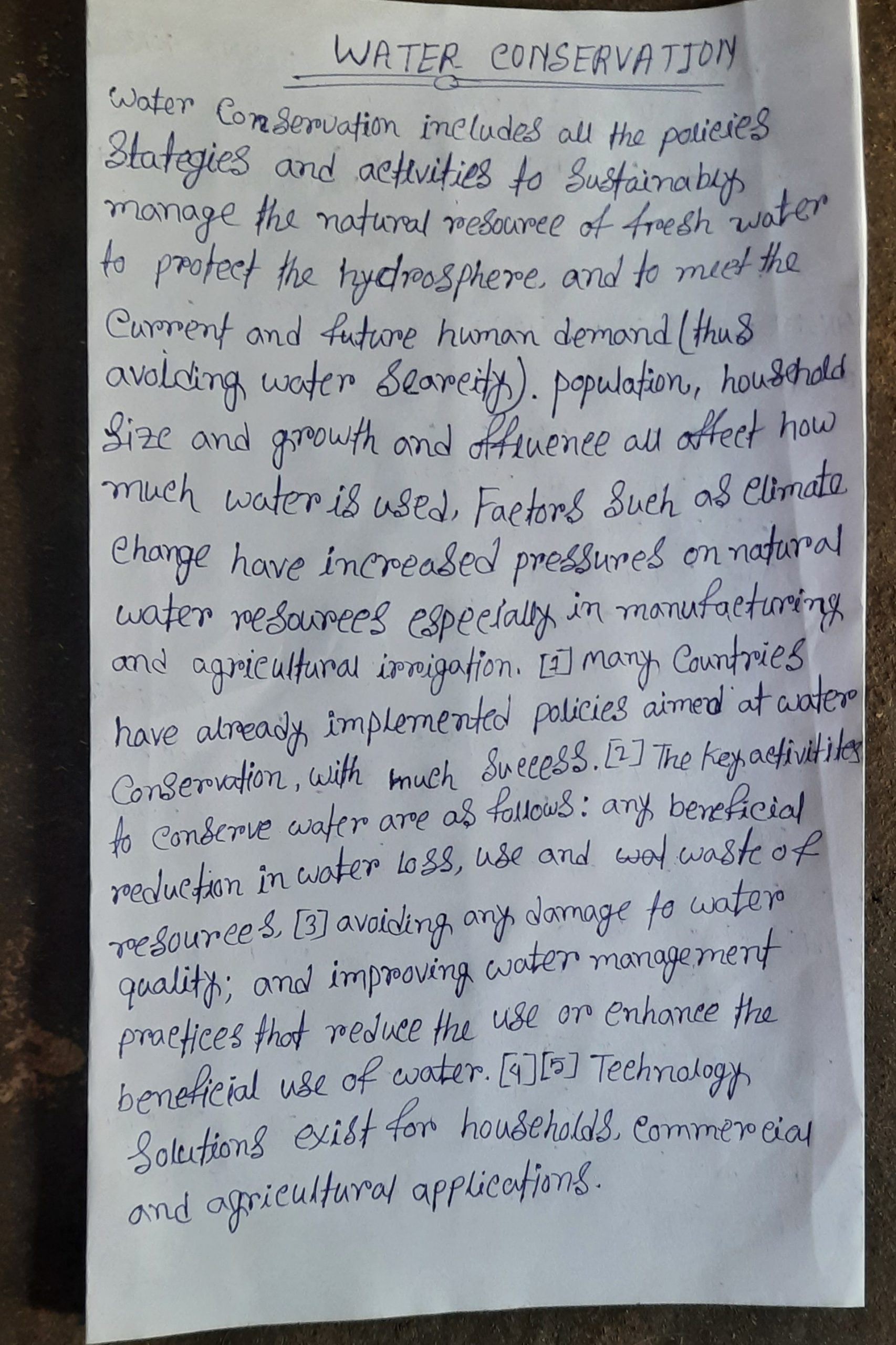 WATER CONSERVATION – India NCC