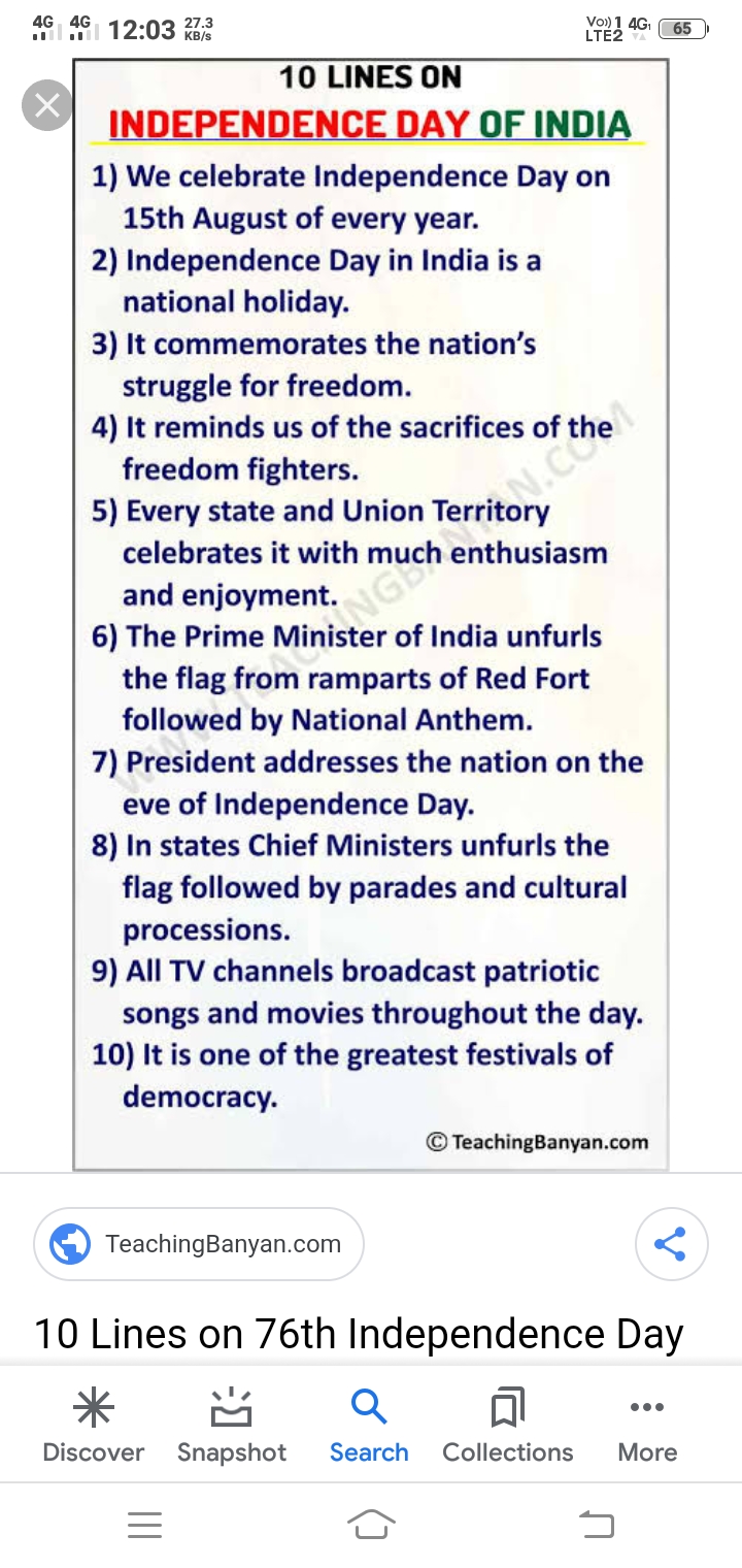 Independence Day essy – India NCC