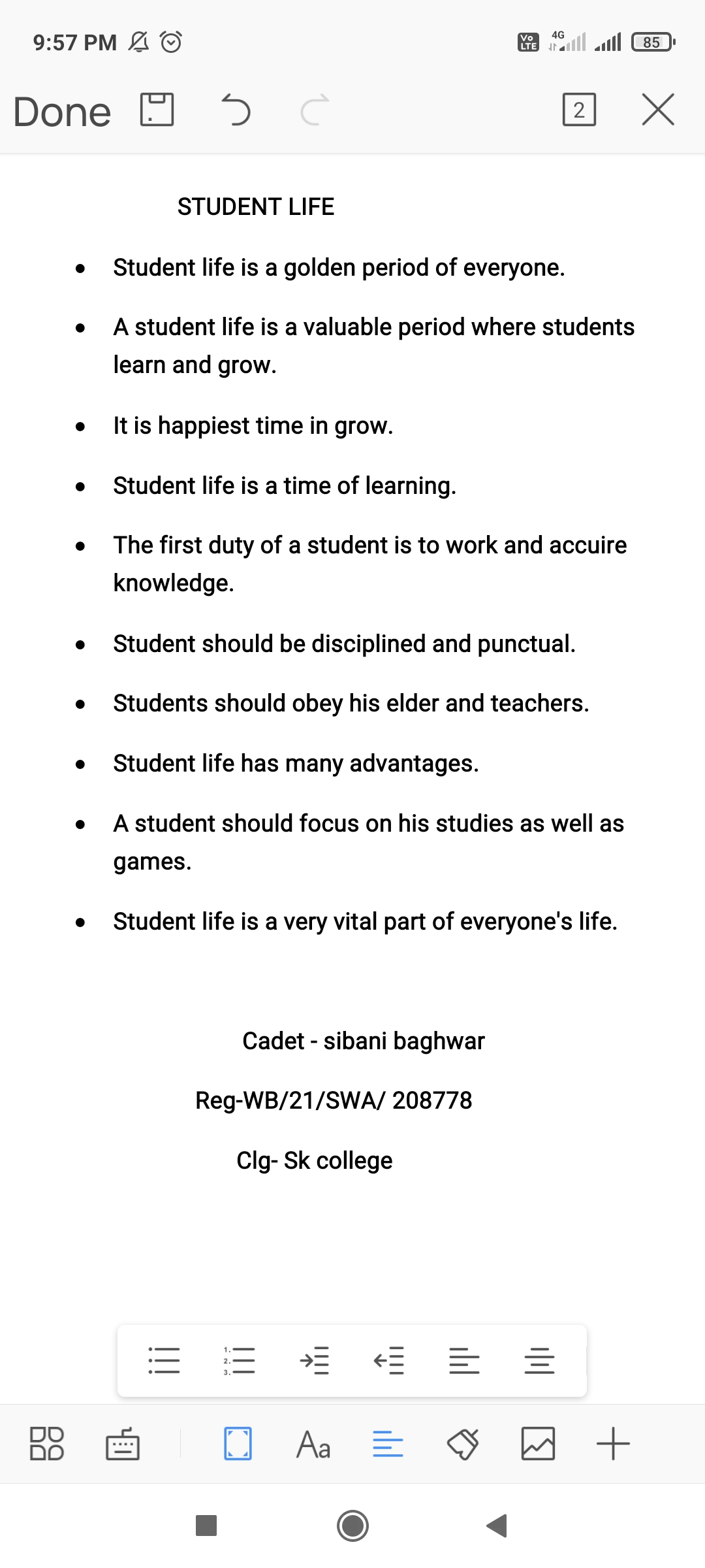 Student life – India NCC