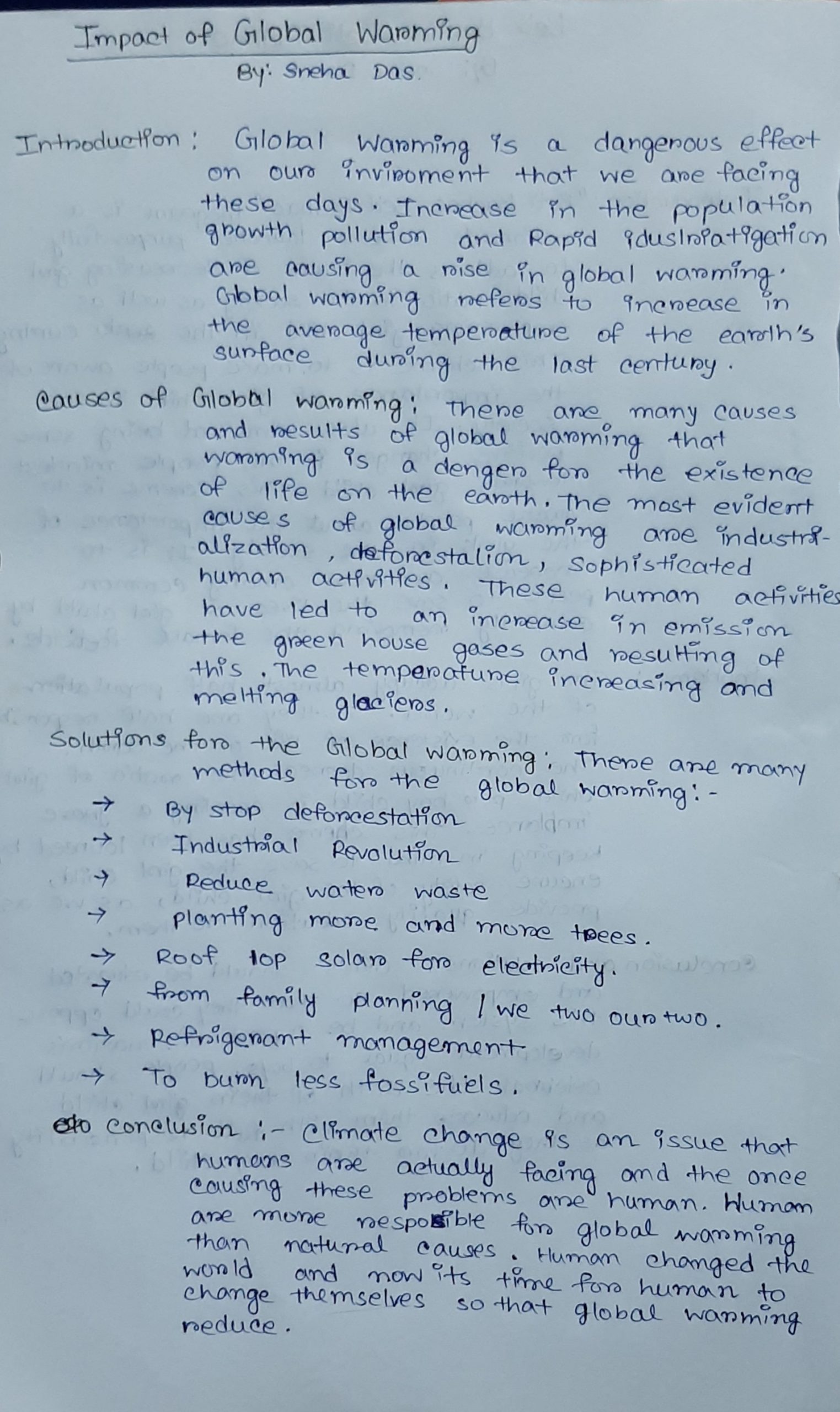 Impact of Global Warming – India NCC
