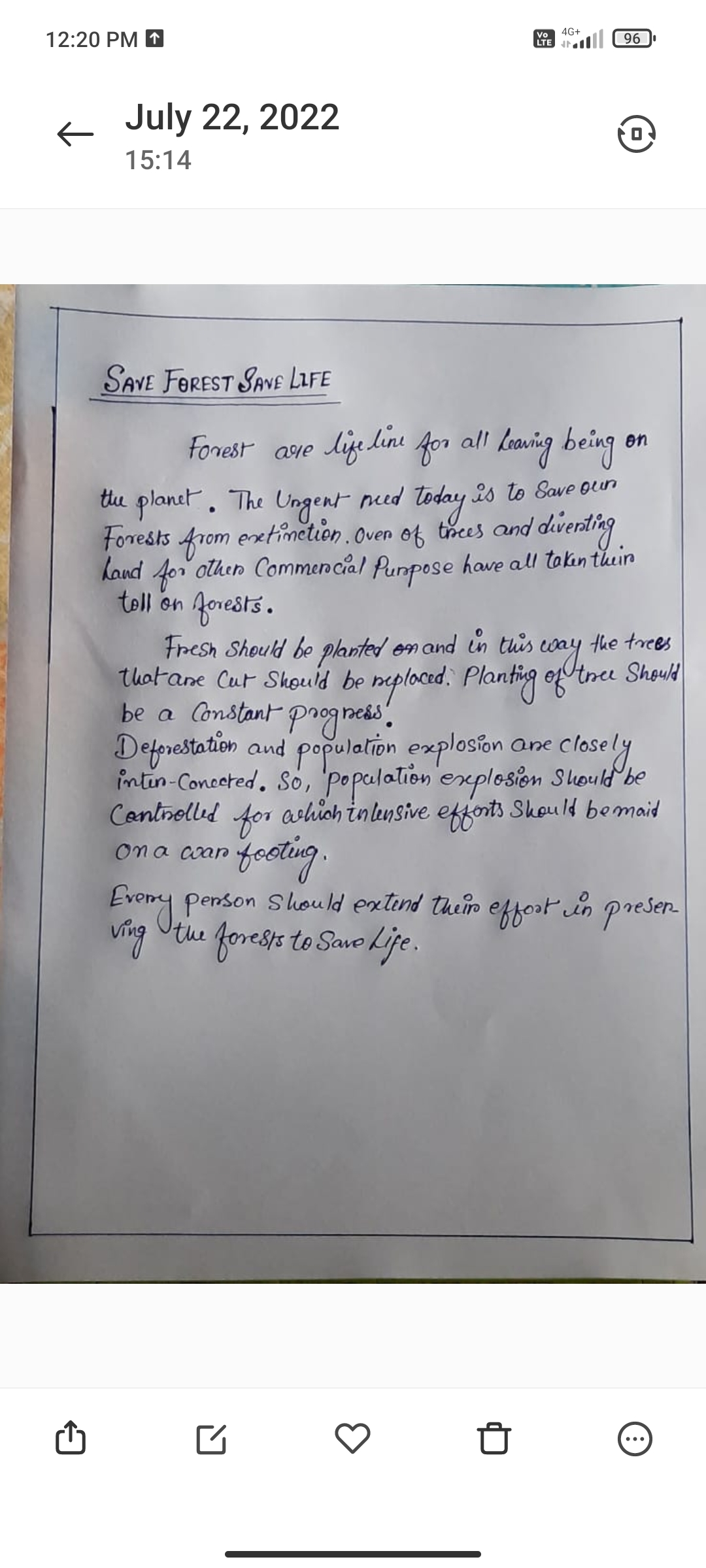 SAVE FOREST SAVE LIFE – India NCC