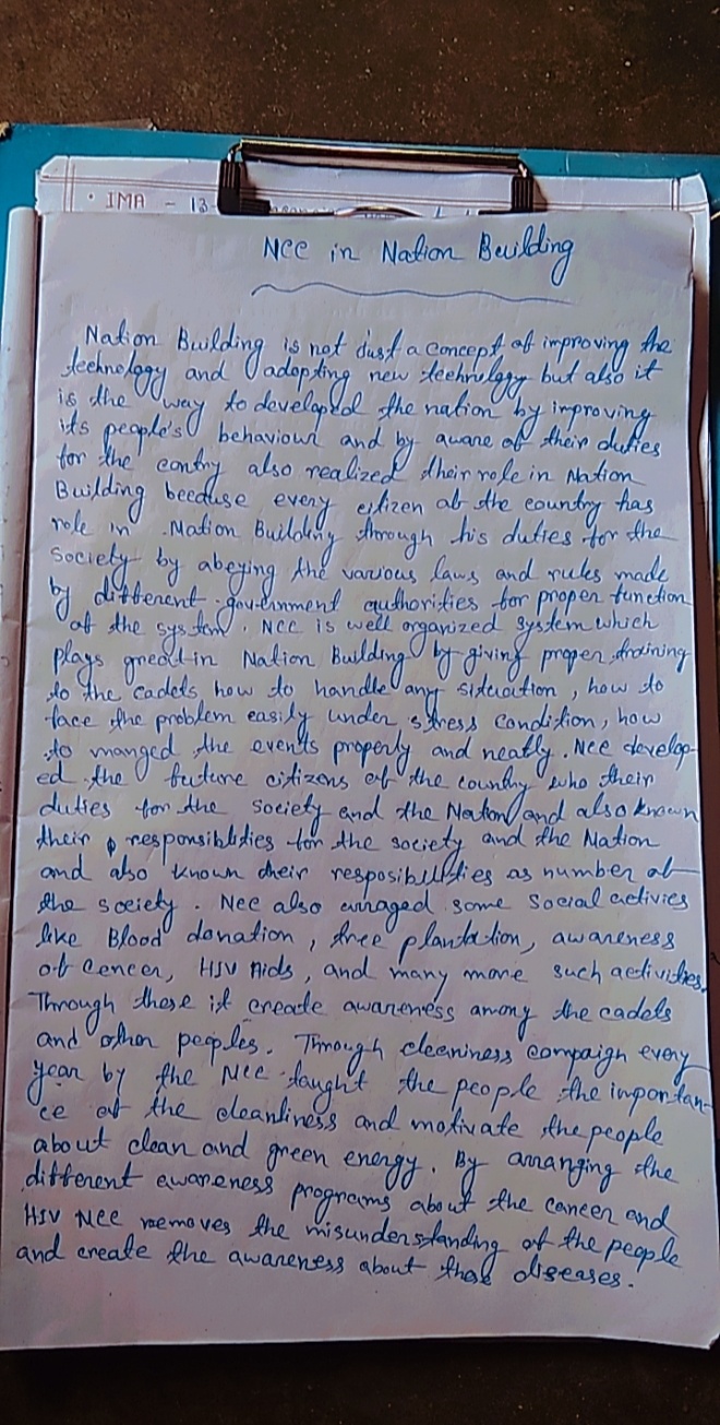 NCC in nation building – India NCC