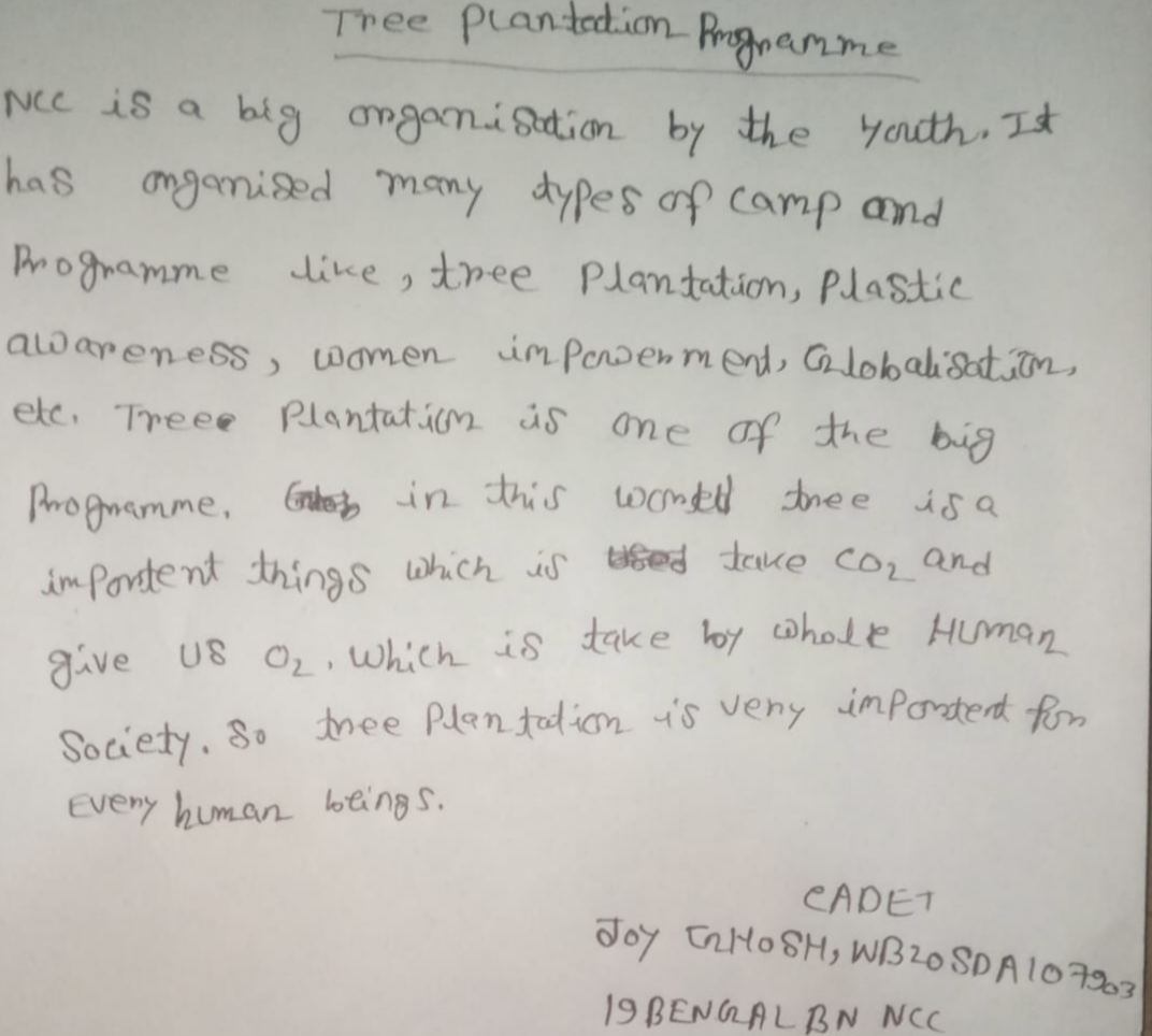 Tree plantation programme – India NCC