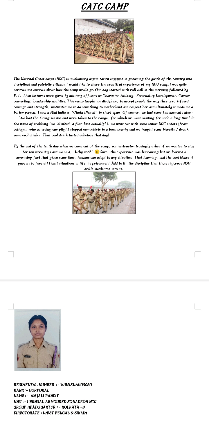 CATC CAMP – India NCC