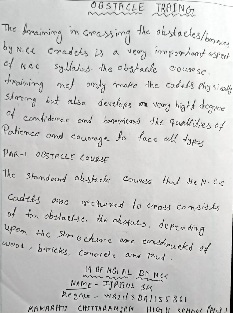 OBSTACLE TRAINING – India NCC