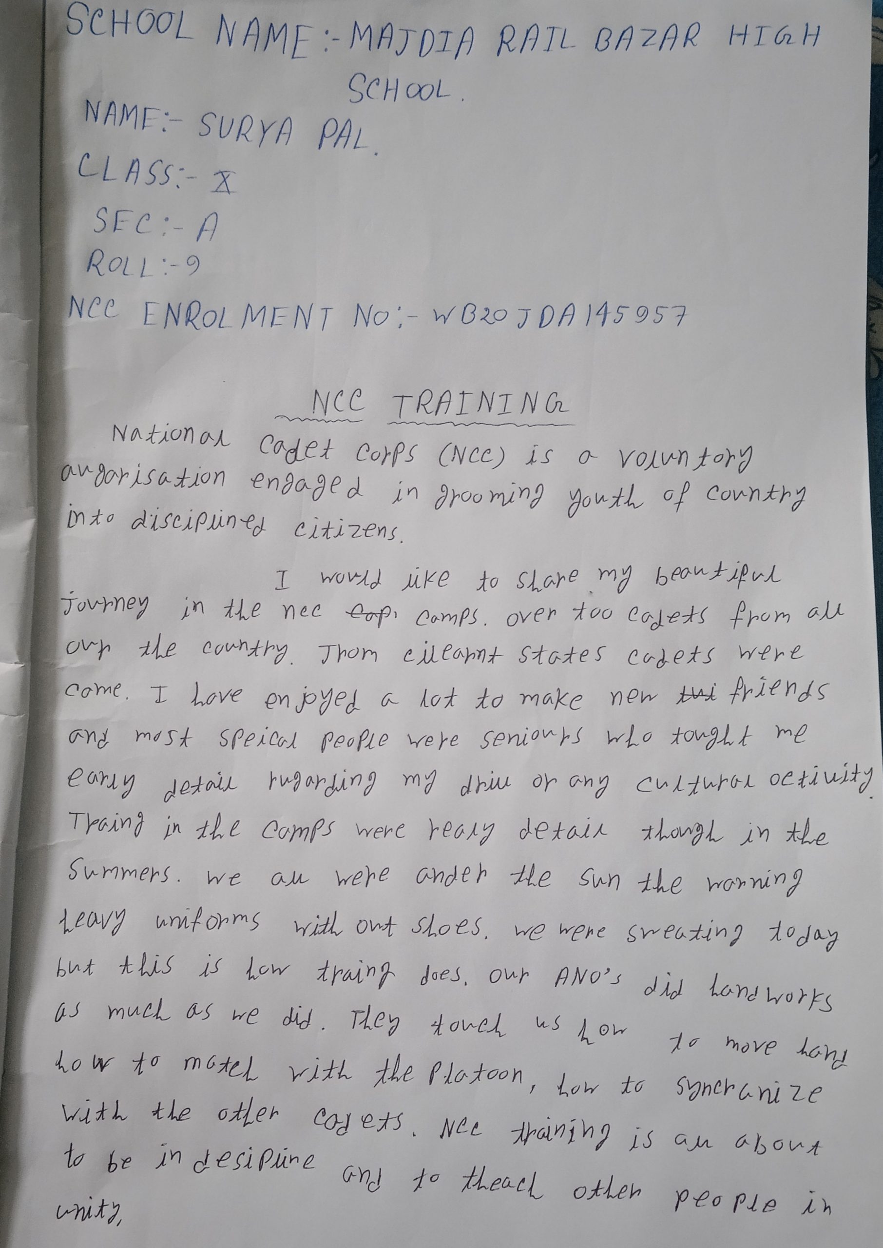 NCC TRAINING – India NCC