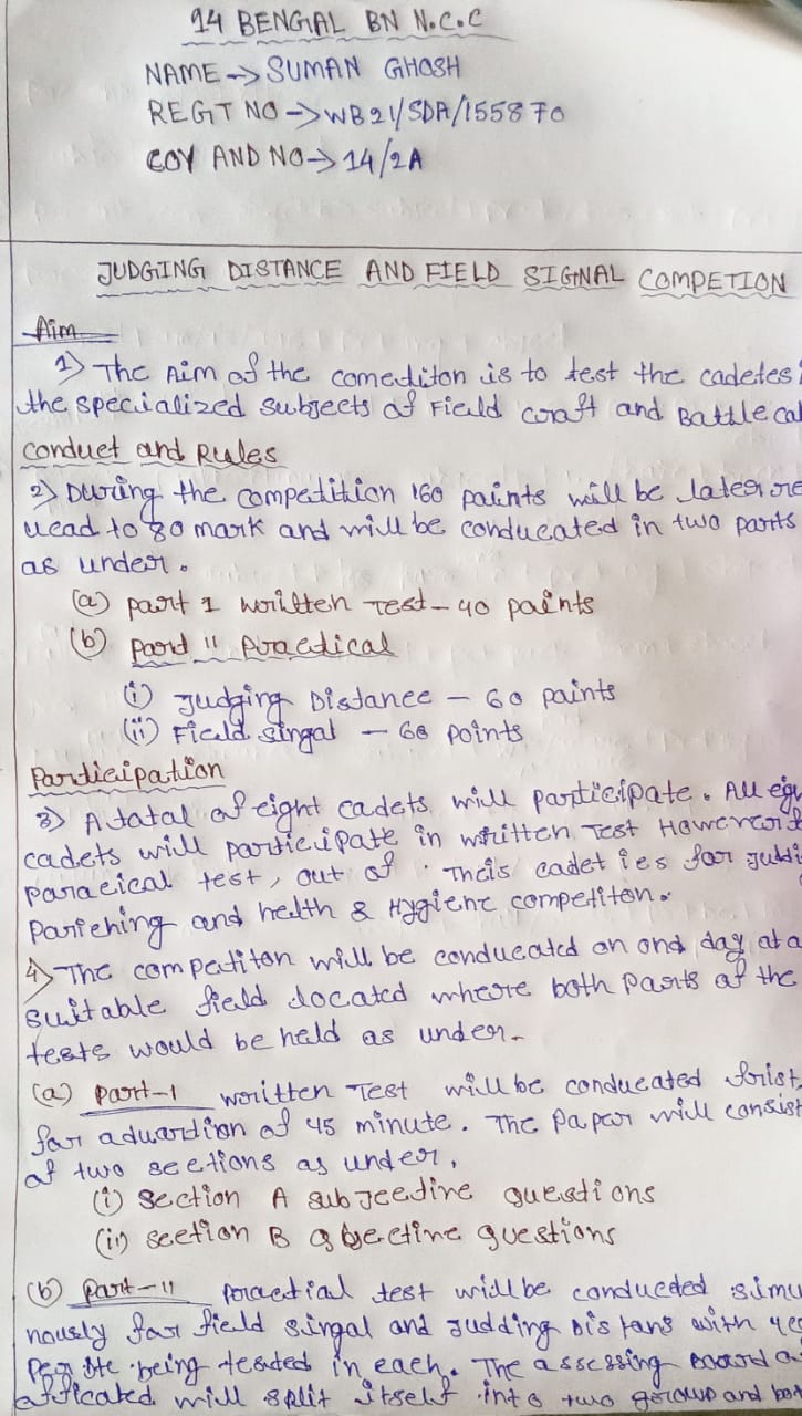 Judging distance – India NCC