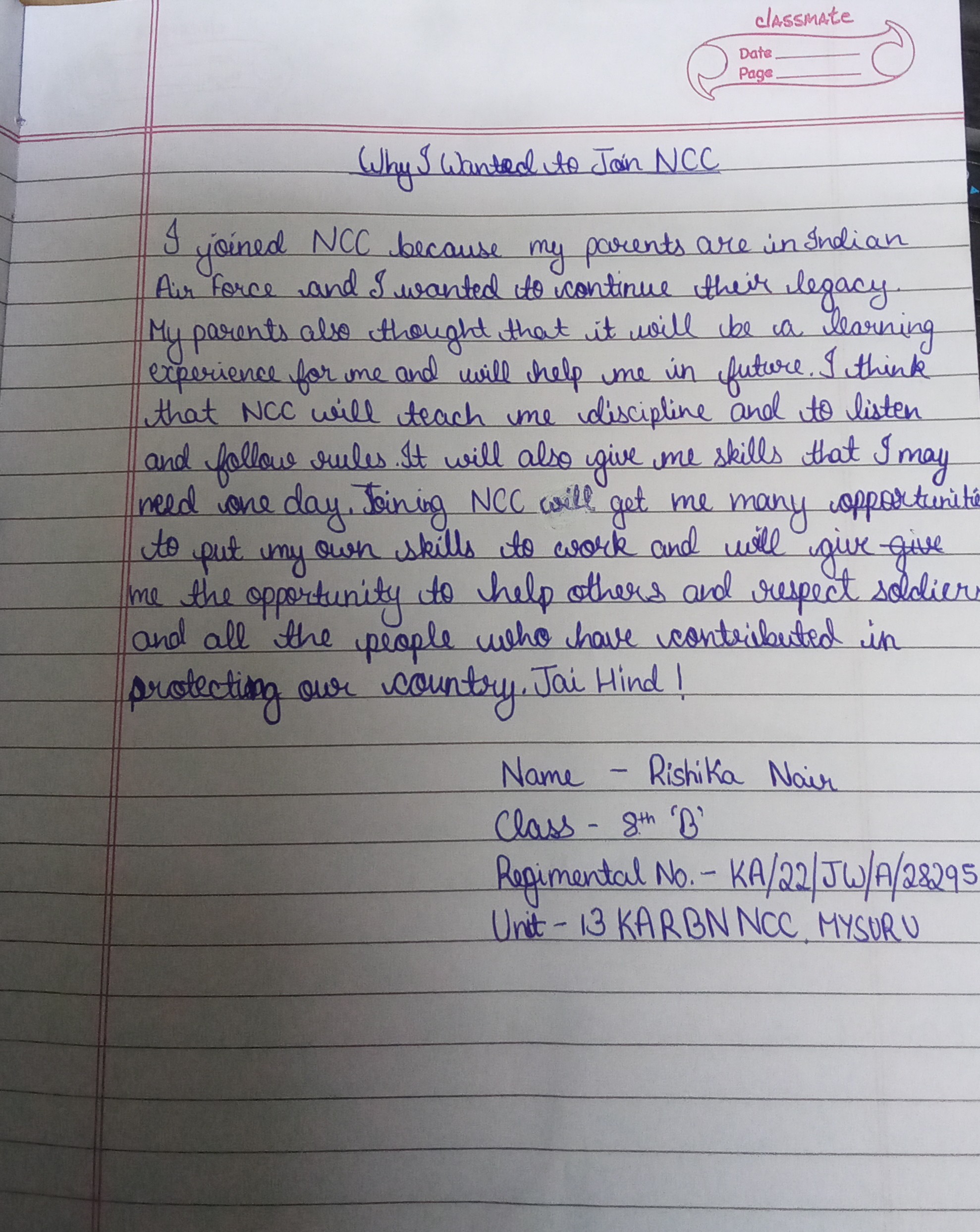 Article About Why I Joined NCC – India NCC