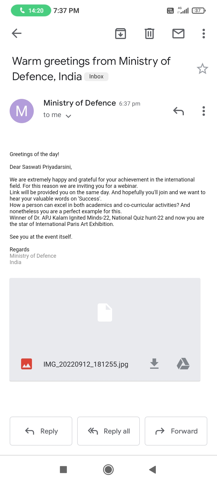 Greetings from Ministry of Defence – India NCC