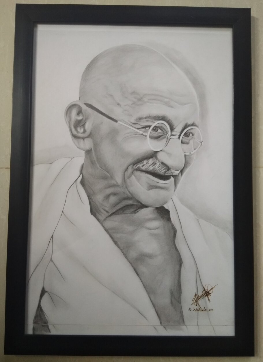 A portrait drawing(Mahatma Gandhi) – India NCC
